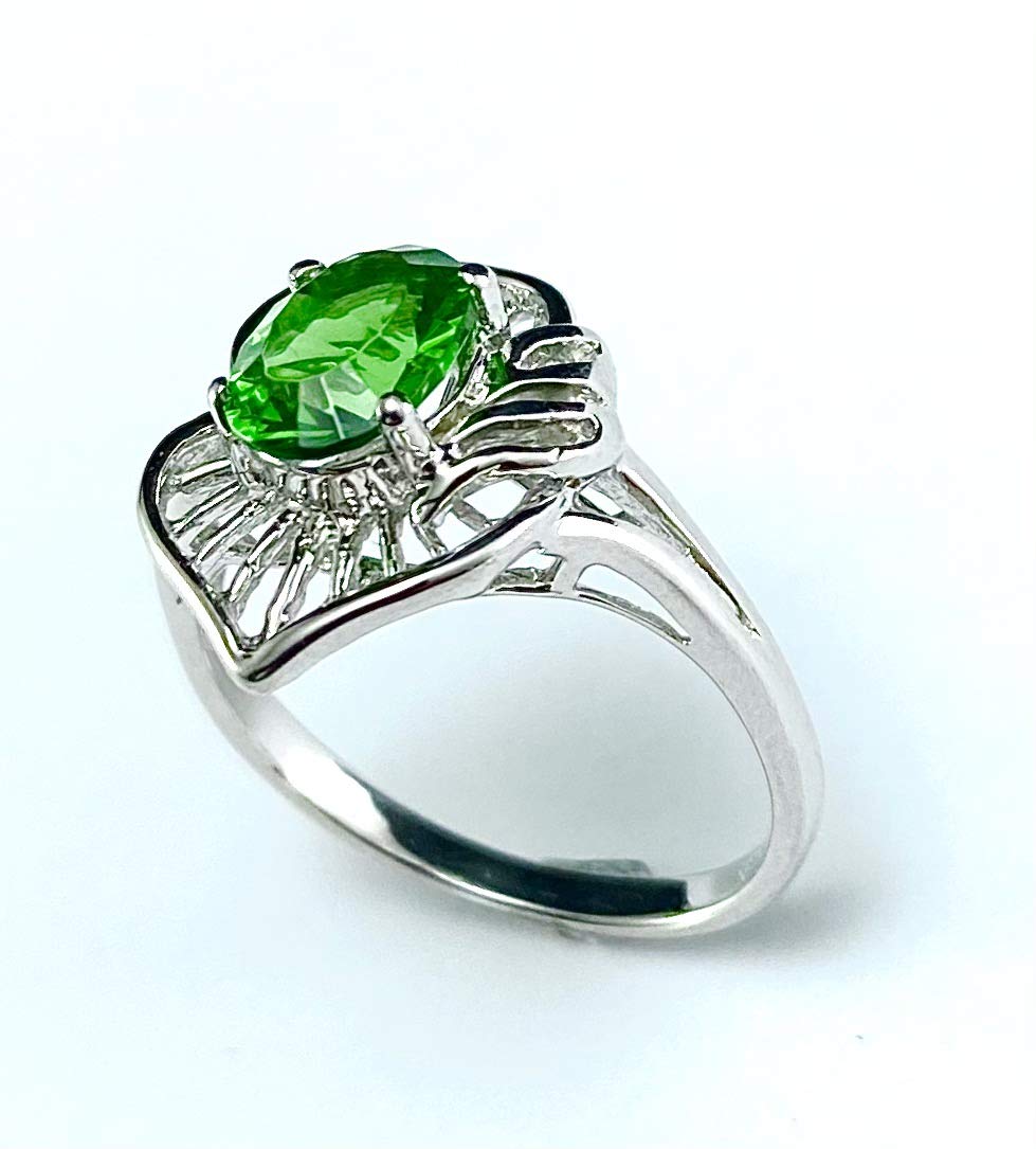 R7542P Filigree Purple Twilight Oval (6x8mm,1.5Ct) Helenite Cute Style Sterling Silver Modern Ring (Purple, 9)