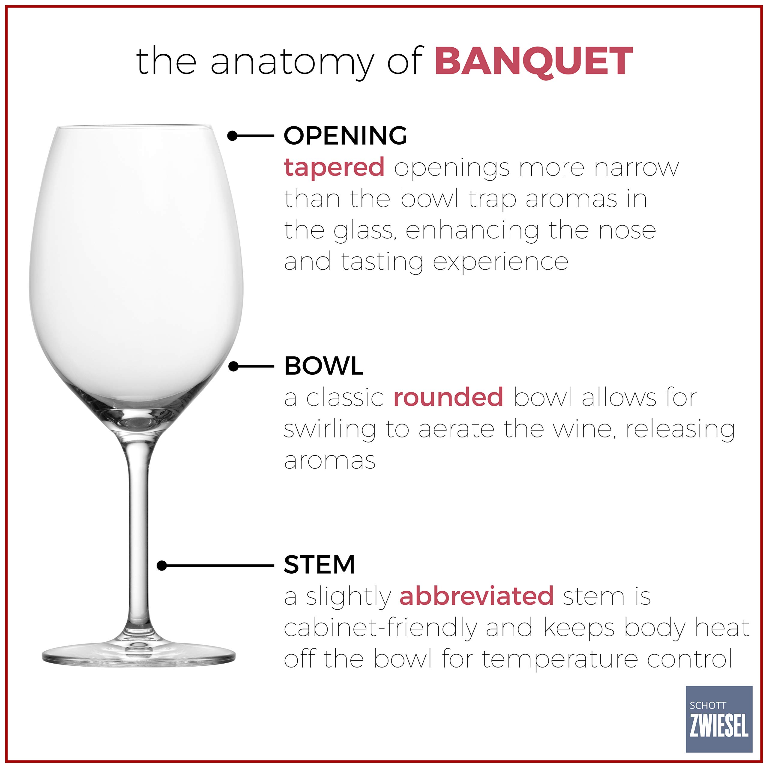 Schott Zwiesel Tritan Crystal Glass Banquet Stemware Collection All Purpose Wine Glass, 8.6 Ounce, Set of 6,