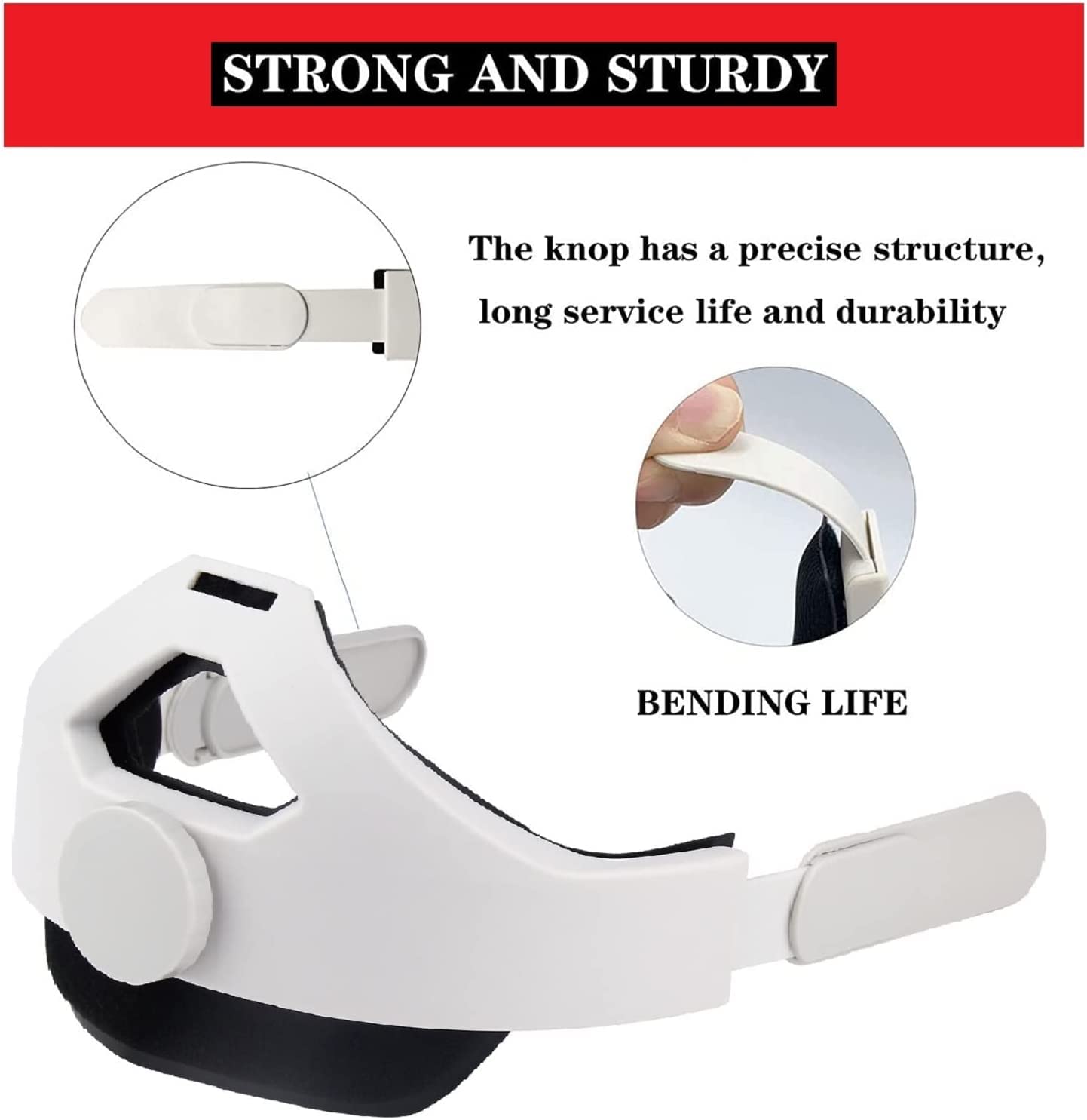 Vivibyan Adjustable Halo Strap for Oculus Quest 2 VR, Increase Supporting Force and Improve Comfort-Virtual Reality Accessories(White)