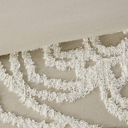 Madison Park Laetitia Comforter Bohemian Tufted Cotton Chenille, Medallion Shabby Chic All Season Down Alternative Bed Set with Matching Shams, Floral Taupe King/Cal King(104"x92") 3 Piece