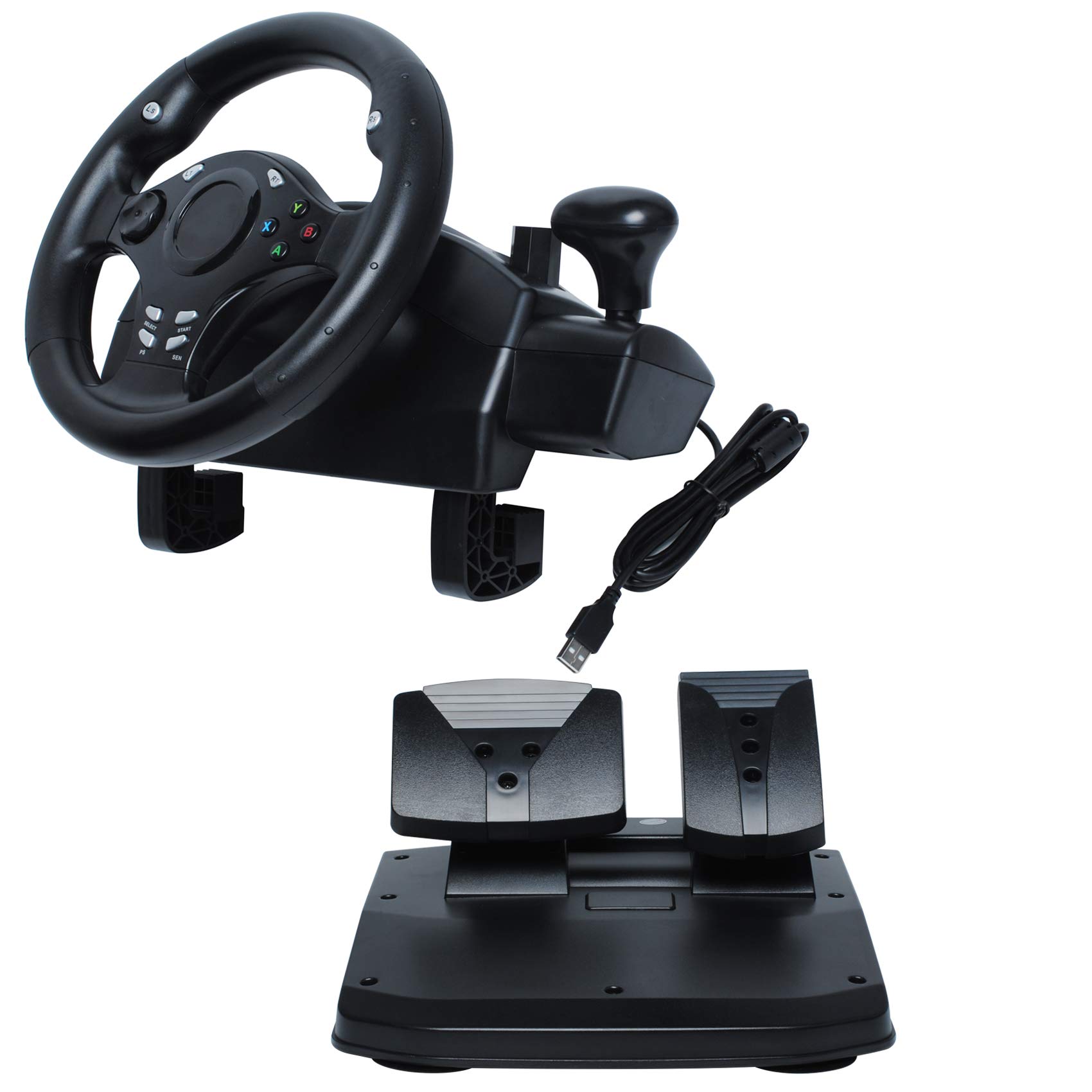 R270 Degree Gaming Racing Steering Wheel w/ Pedals for compatible with XBOX ONE XBOX 360 PC Driving Force Steering Wheel PS3 PS4