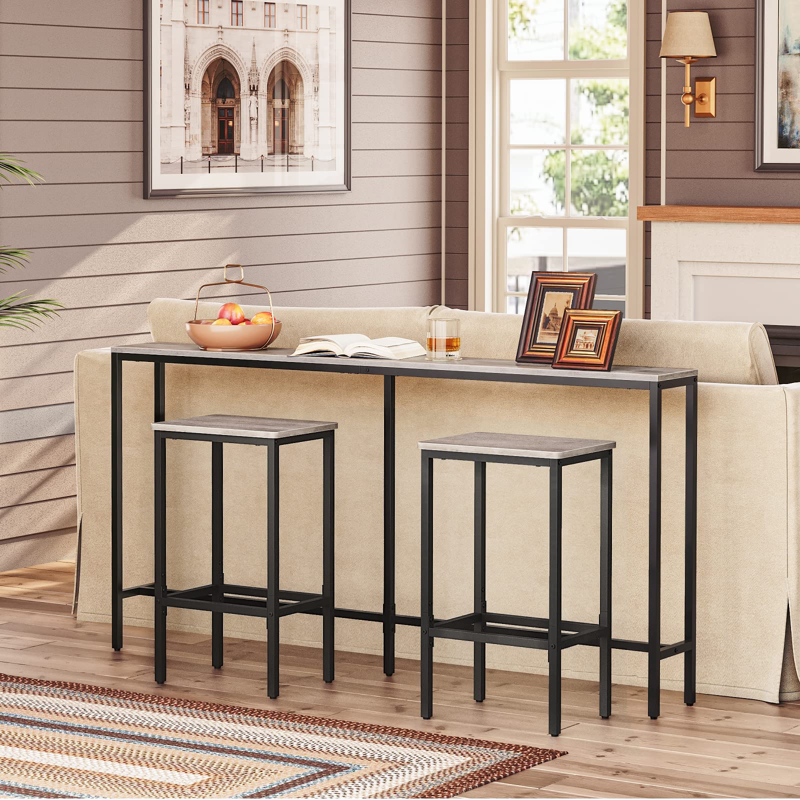 MAHANCRIS Console Table, Narrow Entryway Table, 47.2 Inches Sofa Table, Couch Table, Long Hallway Table for Living Room, Bedroom, Sturdy and Stable, Easy to Assemble, Black CTHB12001