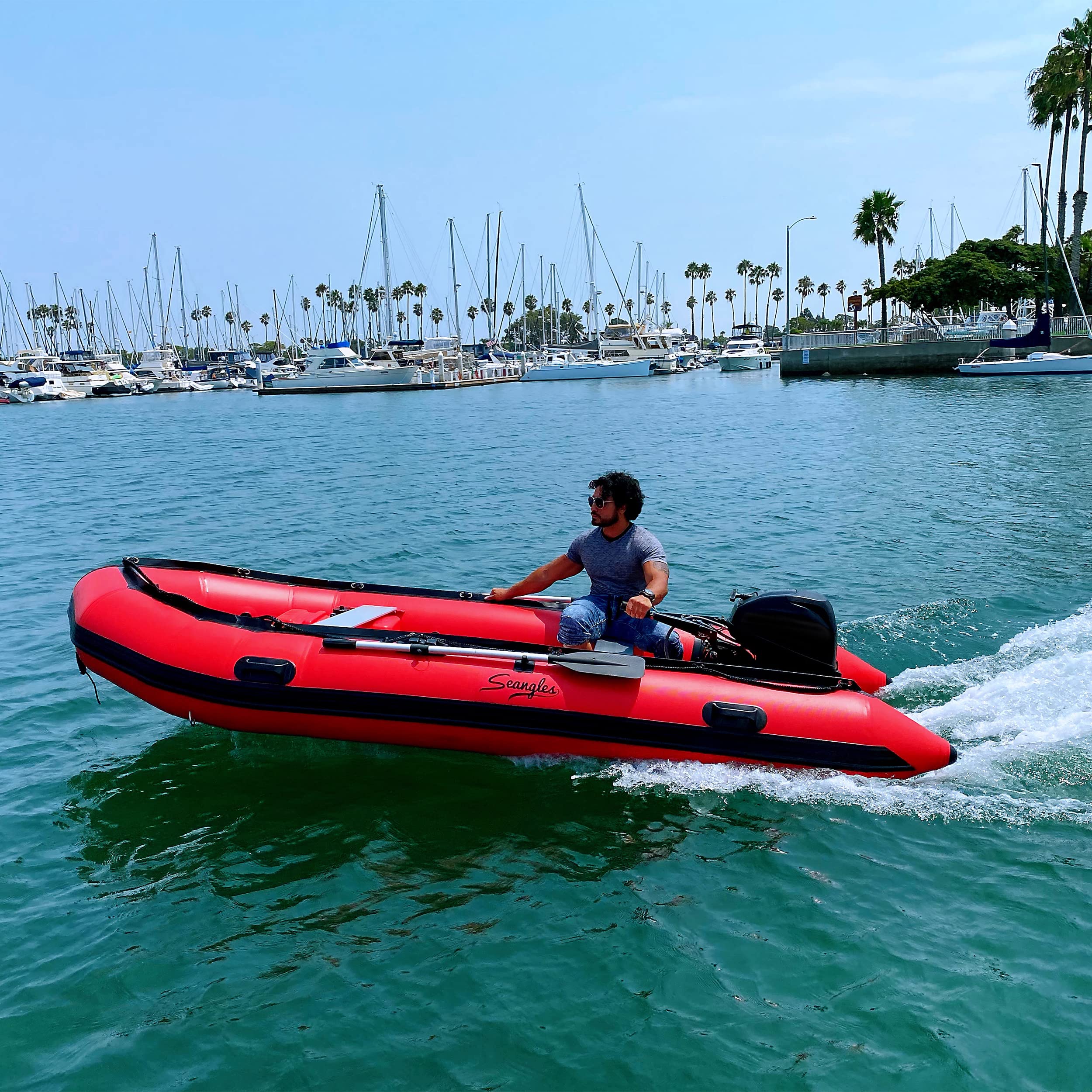 Seangles Inflatable Dinghy Boat with Aluminum Floor and Aluminum Transom - Inflatable Boat for Adults Heavy Duty - USCG Approved