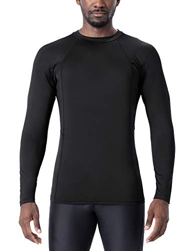 NAVISKIN Men's Long Sleeve Rash Guard Swim Shirts Compression Rashguard Sun Shirts UPF 50+ Baselayer Sun Shirts Black Size XXL