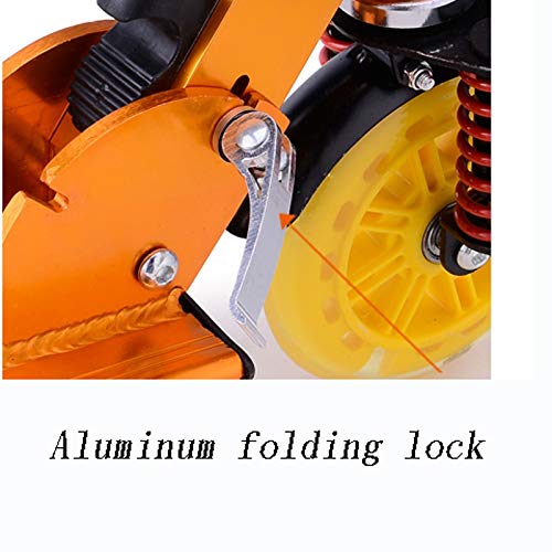 Moolo Foldable Children Kick Scooter,Kids 3 Wheel Double Brakes Commute Adjustable Handle Height Youth with Protective Gear 2-14 Years Old Bearing Weight 100kg (Color : Orange)