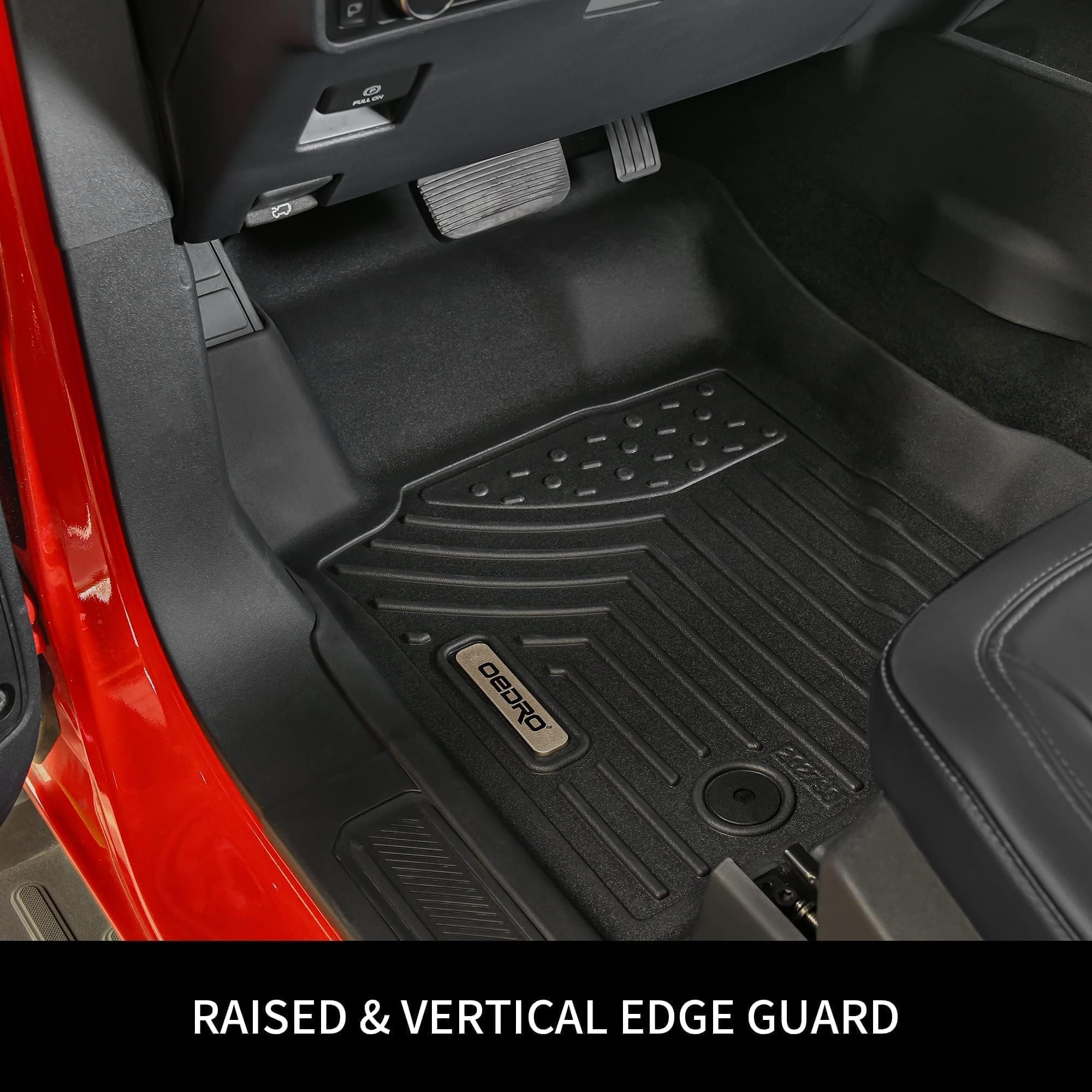 OEDRO Floor Mats Fit for 2015-2024 Ford F-150 SuperCab/Extended Cab w/ 1st Row Bench Seat, TPE All-Weather Custom Fit 2nd Row Set (Over-Hump Front & 2nd Seat), Black