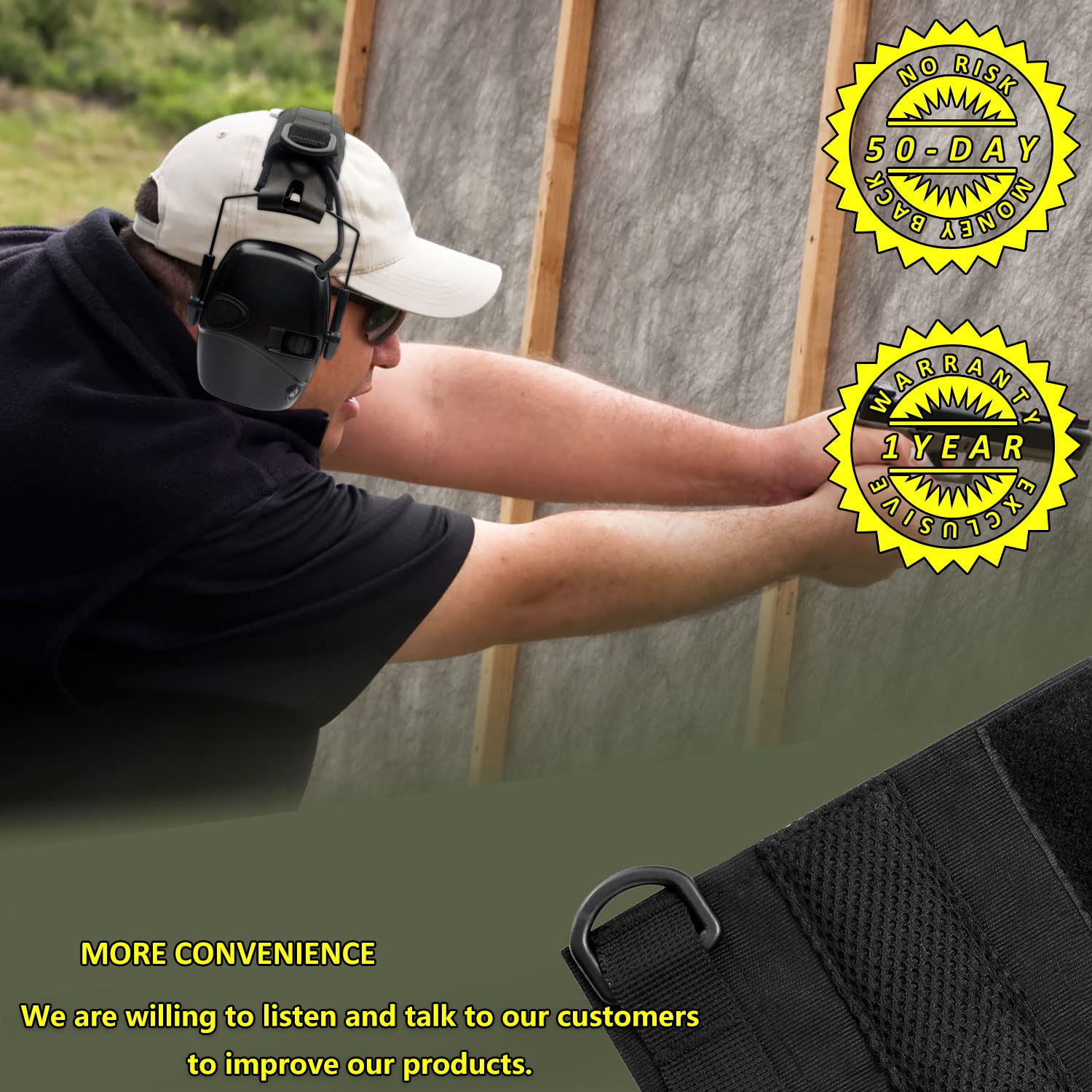PROHEAR HC01 Headset Cover Tactical Advanced Earmuffs Modular Cover Fit for 3M WorkTunes Peltor Howard Leight Impact Walkers Razor - Black