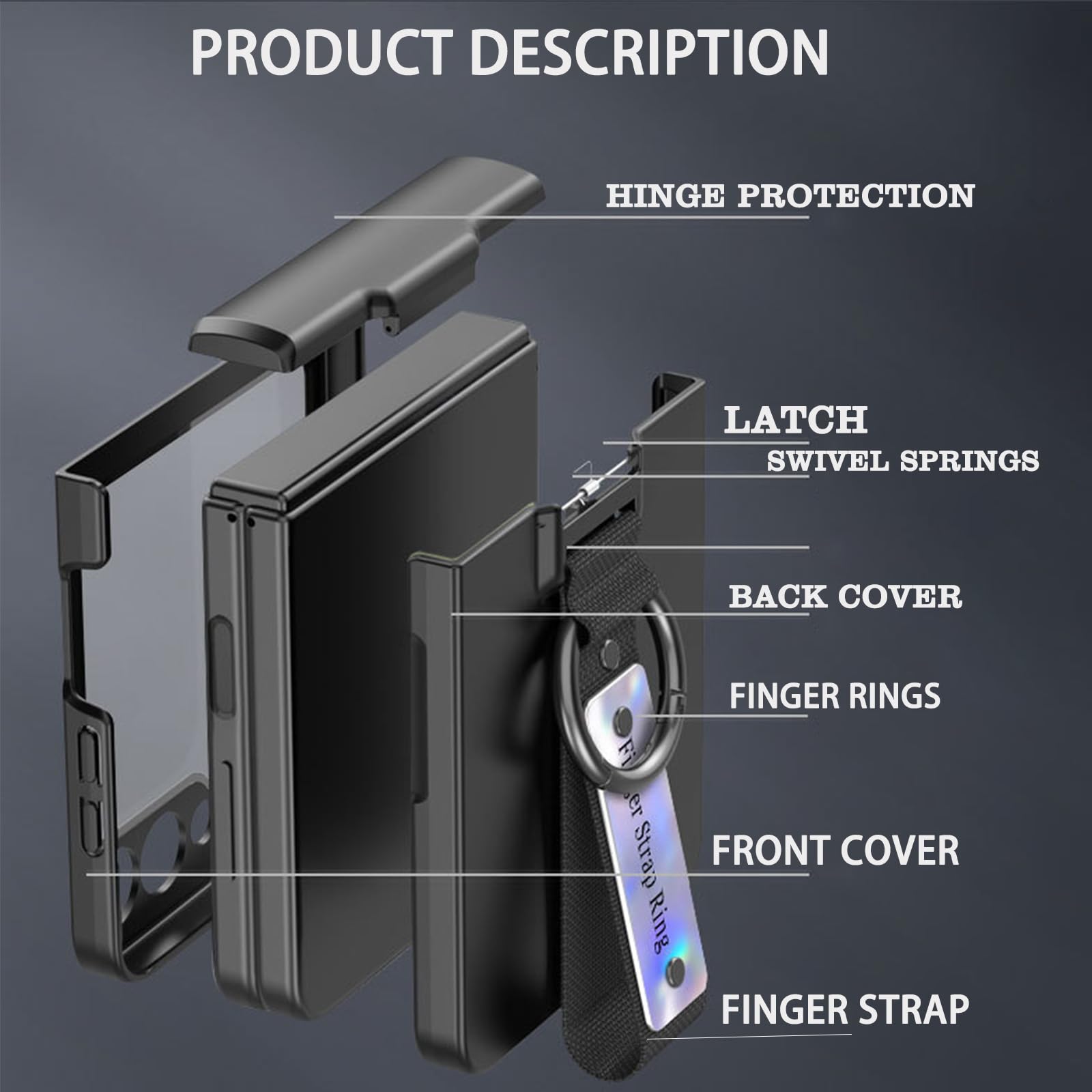MistWorld for Samsung Galaxy Z Flip 5 Case with Spring Hinge, Hand Strap Finger Ring, Sub Screen Protector Film, Galaxy Z Flip 5 2023 Slim Case for Samsung Z Flip 5 Shockproof Phone Case Cover