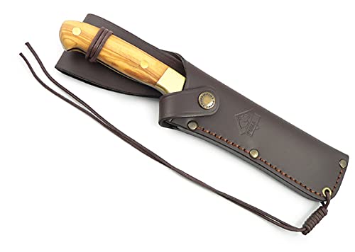 Puma Knives Puma German Made White Hunter 240 Olive Wood Hunting Knife with Leather Sheath