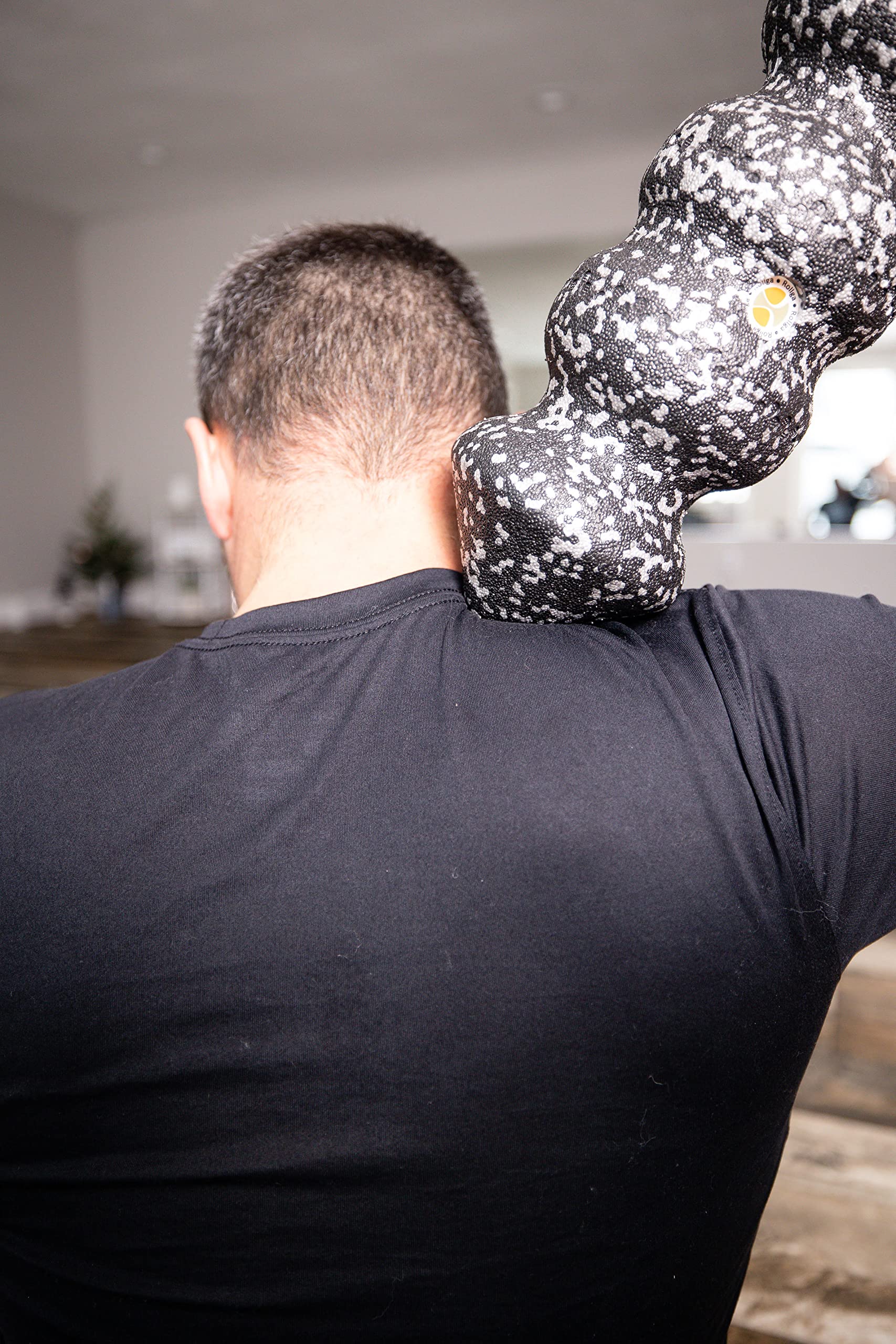 Rollga POINT - The BETTER Foam Roller for Flexibility, Muscle Recovery, Back & Neck Massage, Headaches (14" - Medium Density Foam, Black & White)