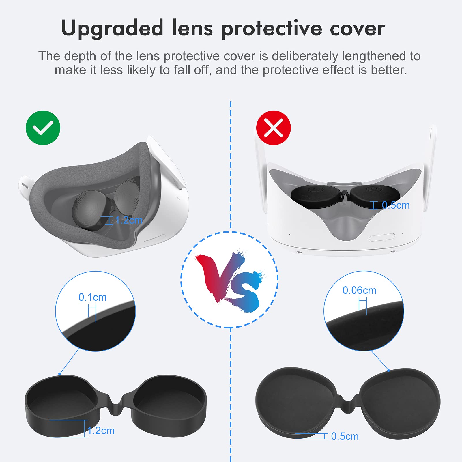 Silicone Face Cover for Oculus Quest 2 & Lens Protective Cover 2 Pairs, EWalos VR Headset Cover Replacement Accessories, Reduce Face Pressure, Sweatproof and Enhance Comfort(Black+Purple)