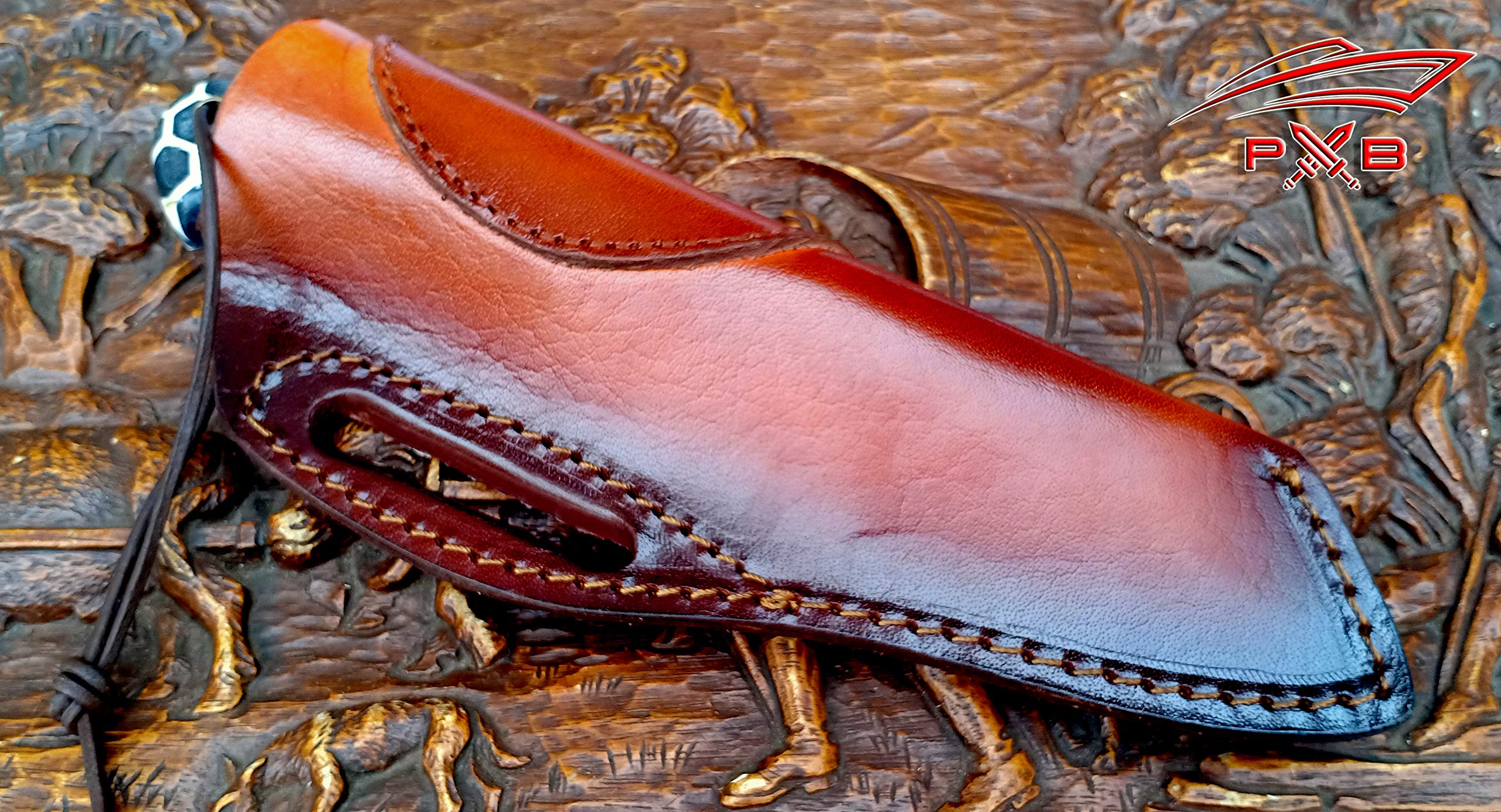 Phillyblades Handmade Damascus Steel Hunting Knife with Sheath | 9'โ Survival Fixed Blade with Honeycomb Resin Handle | EDC Belt Knife for Men | Bear Hunter