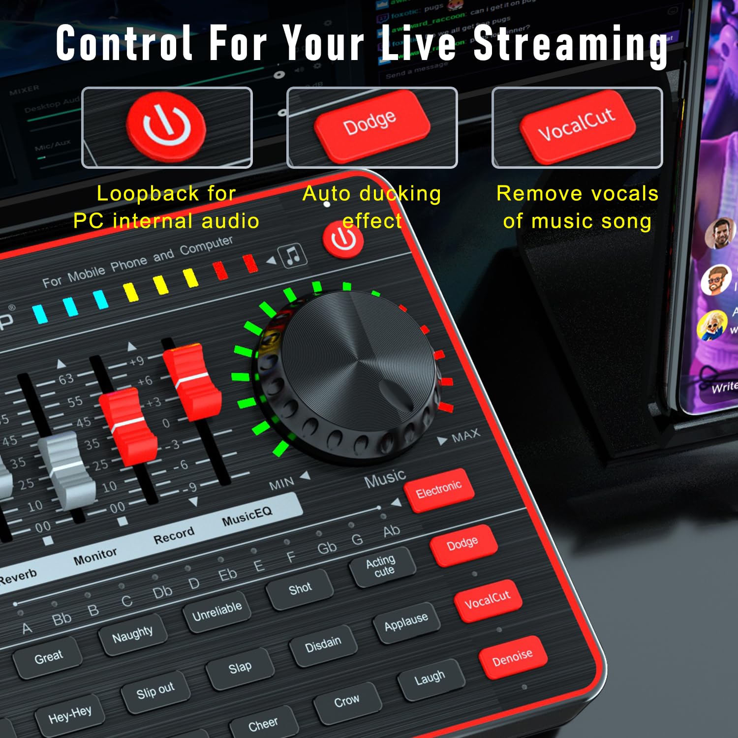 Podcast Microphone Sound Card Kit,Professional Studio Condenser Mic&G3 Live Sound Mixer/Voice Changer/Audio Interface for Streaming Recording/Singing/Tiktok/YouTube/PC