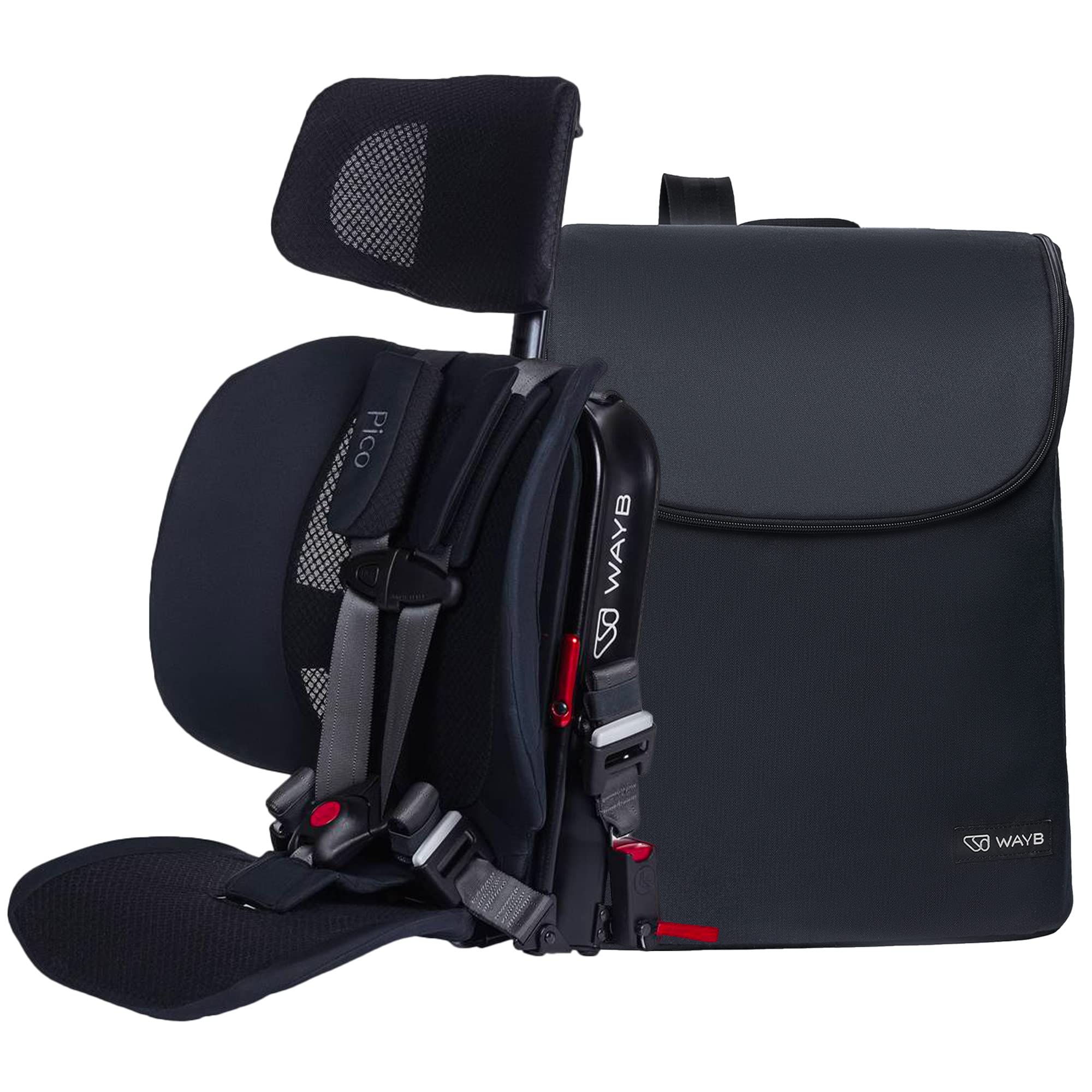 WAYB Pico Travel Car Seat with Premium Carrying Bag and Seat Protector- Lightweight, Portable, Foldable - Perfect for Airplanes, Rideshares, and Road Trips