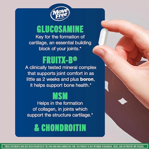 Move Free Advanced Plus MSM Coated Tablets, Joint Health Supplement with Glucosamine and Chondroitin, 120 Count, Pack of 2