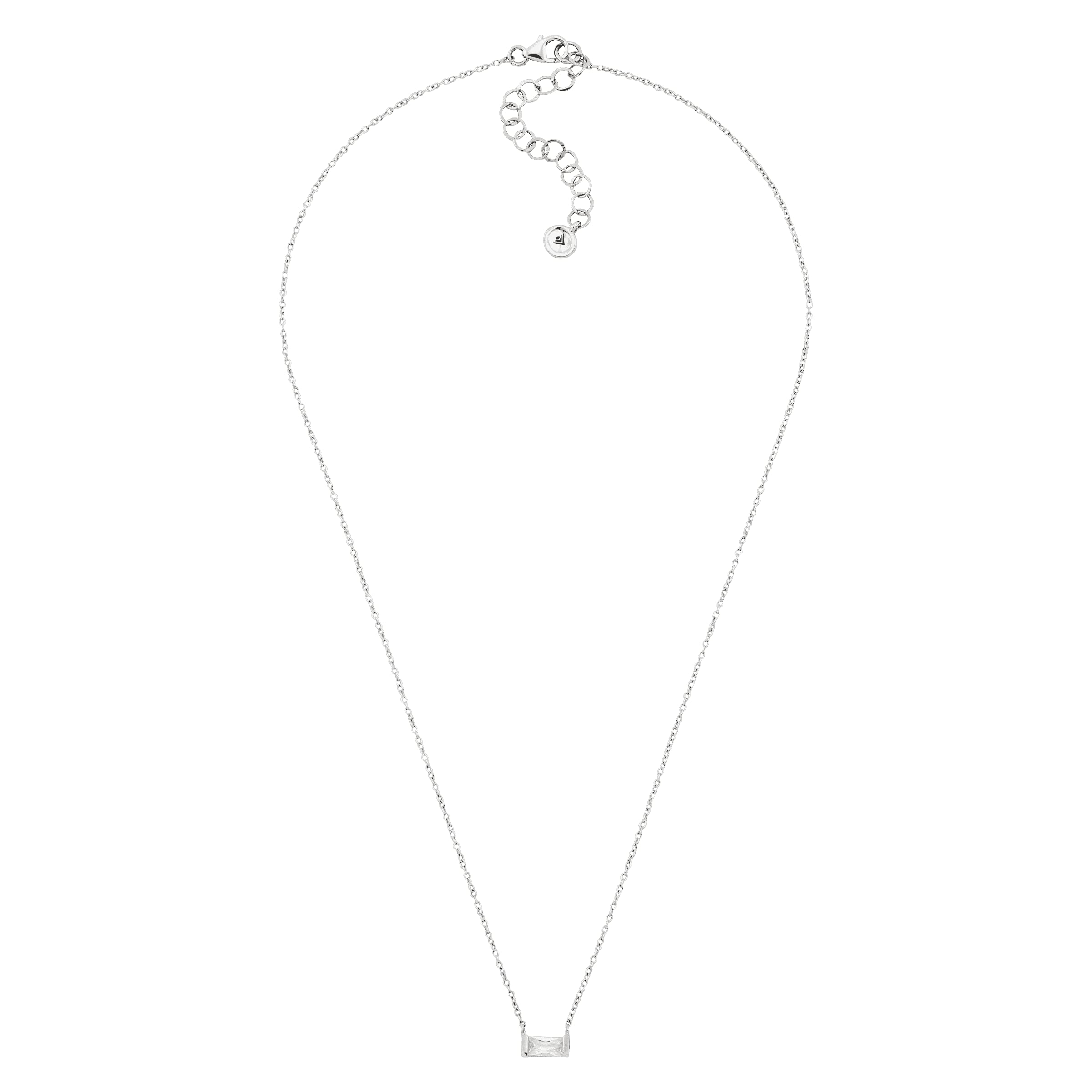 Silpada 'Baguette Touch' Cubic Zirconia Necklace in Sterling Silver, 16" + 2"