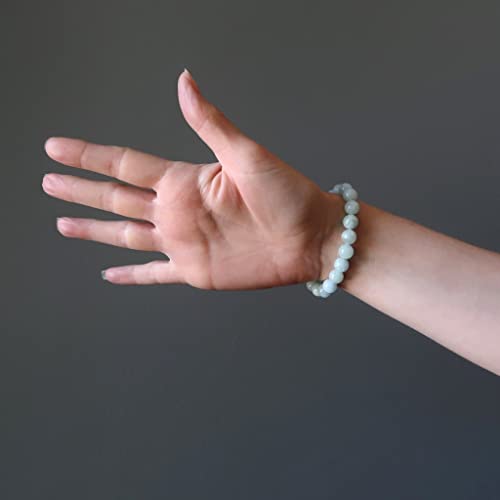 Satin Crystals Aquamarine Bracelet Calm Blue Birthstone Gemstones 9-10mm / 7 Inches