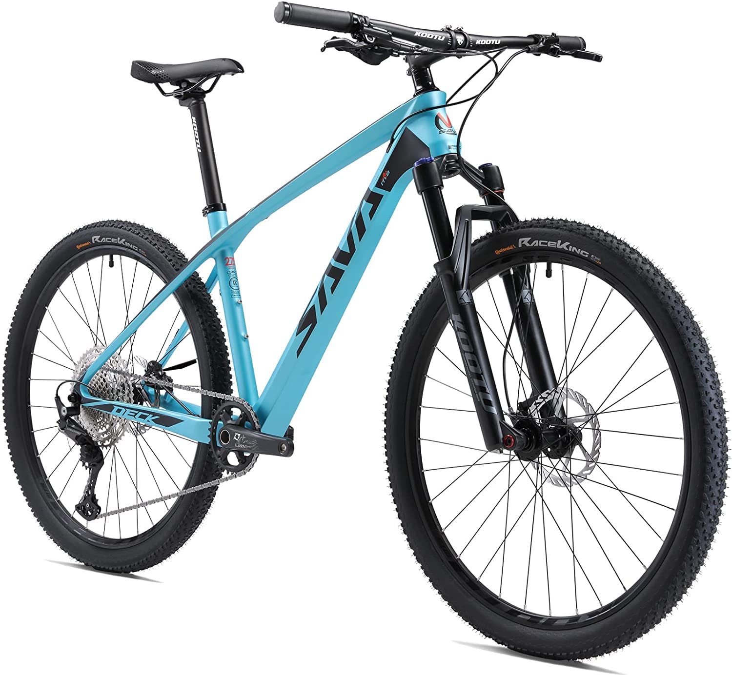 SAVADECK Carbon Fiber Mountain Bike, Deck 6.1 Carbon Frame 27.5/29 Inch Wheels Mountain Bicycle, 12 Speeds Hydraulic Disc Brake MTB Bicycle with DEORE Groupset (Black Blue, 29x21'')