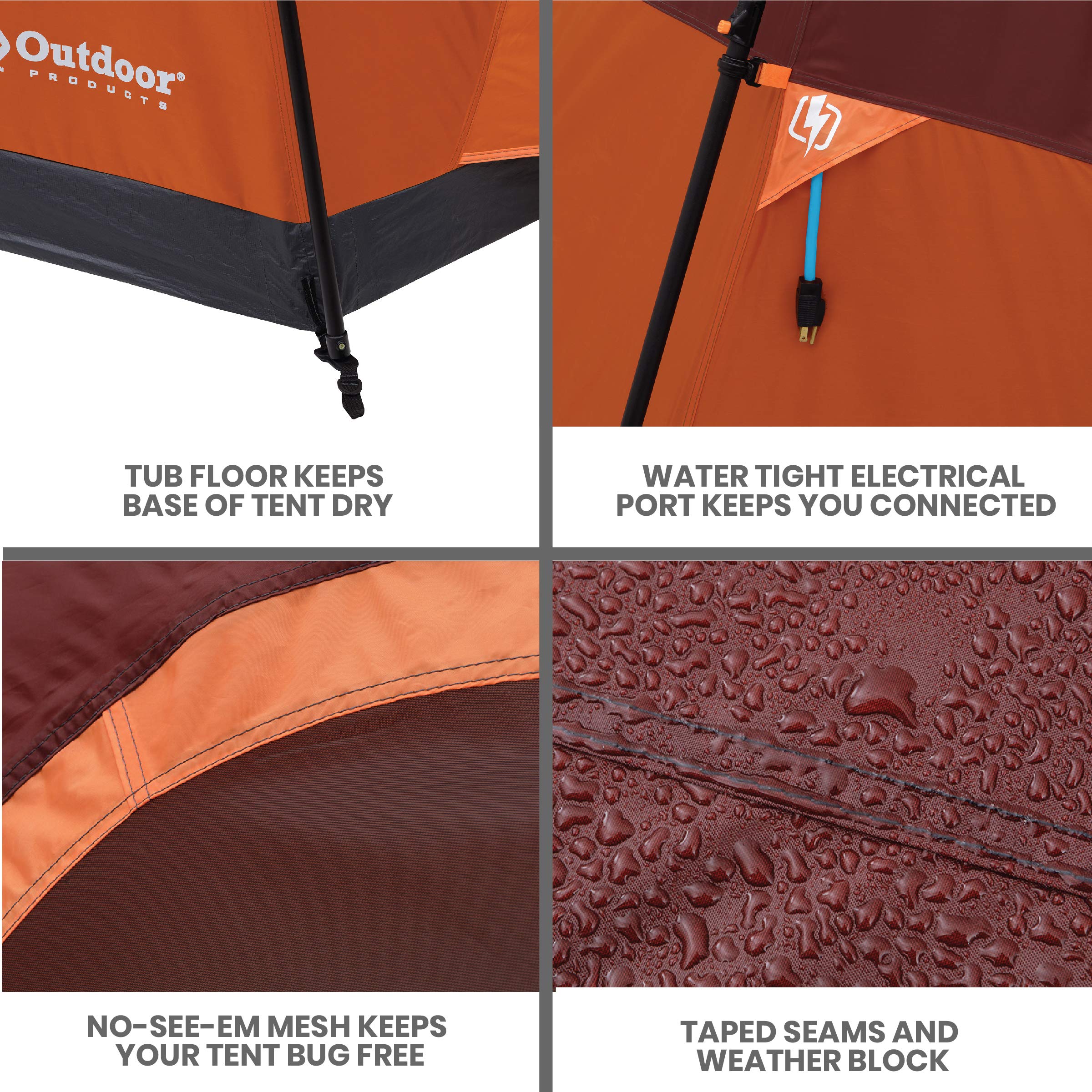 Outdoor Products 8 Person Instant Hexagon Tent with Built-in Lights