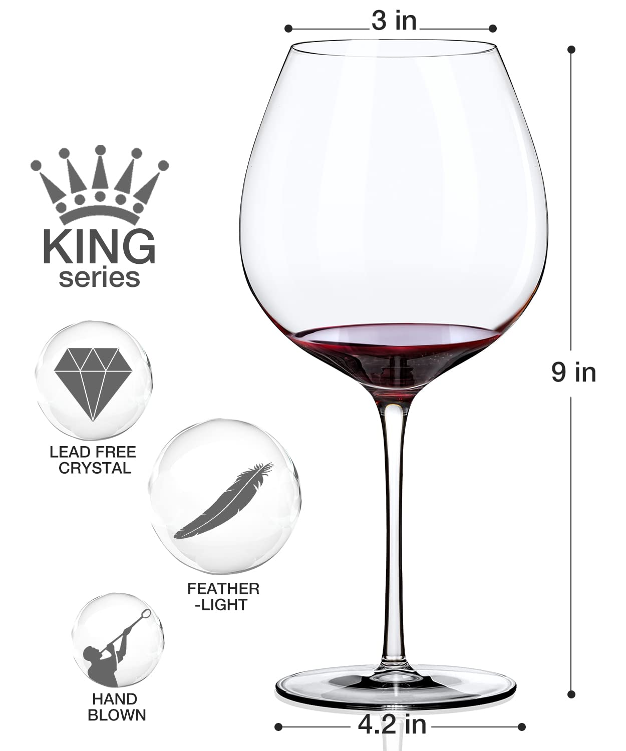 ROVSYA Large Wine glasses set of 1
