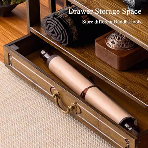 WBRSybUS Altar Meditation Table with Drawer Storage, Bamboo Spiritual Altar Table,Relax Buddhist Table Tea Table for Prayers Divination,Single Layer 69cm,B