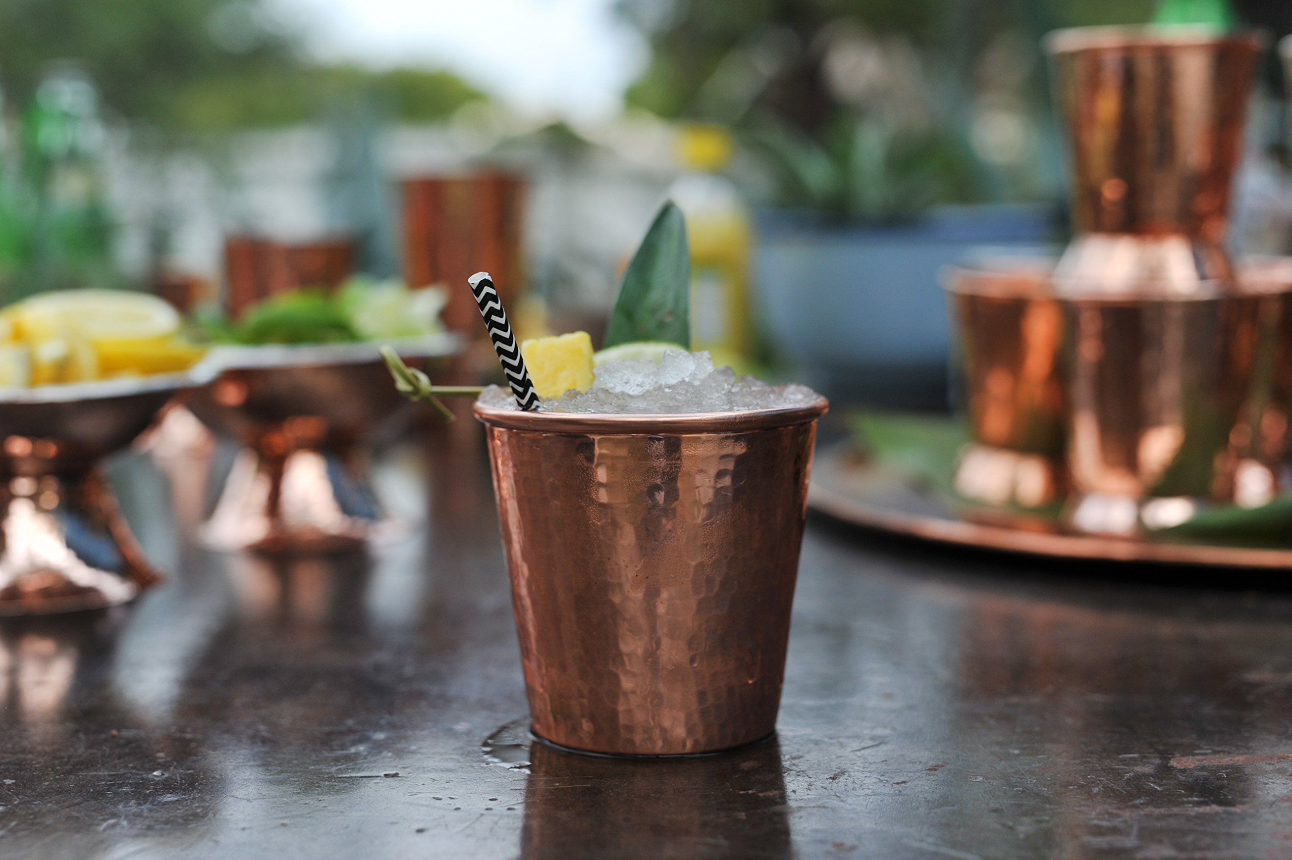 Sertodo Copper Apa Cup | Set of 4, 12 fl oz | Handcrafted, Durable, Artisan Quality Drinkware | Ayurvedic Beverage Serving | Elegant Kitchen & Barware
