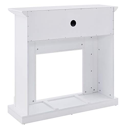 SEI Furniture Nobleman Mother of Pearl Tiled Electric Hidden Media Shelf Fireplace, White