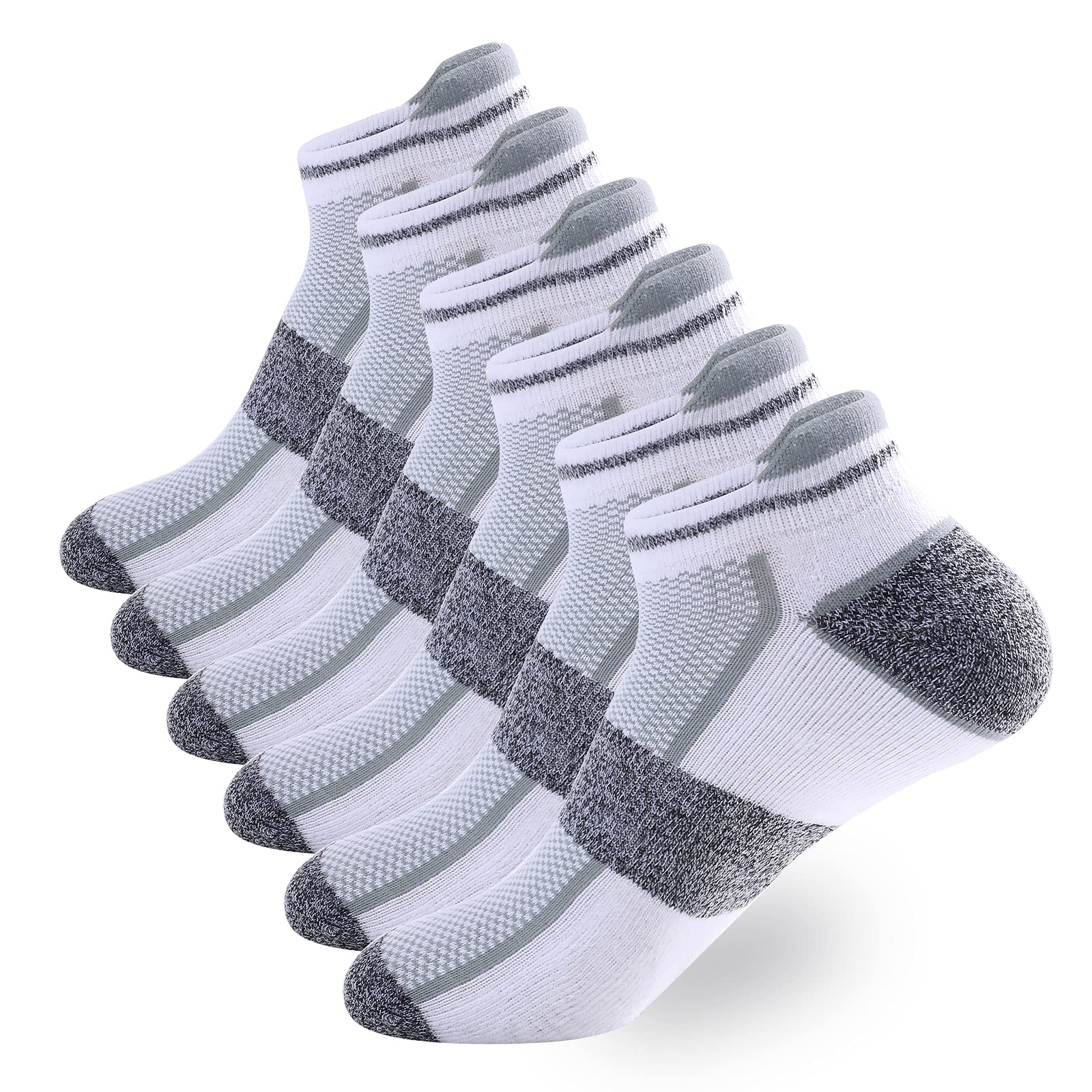 Soxrusuit Men's Athletic Running Socks 6 Pairs Thick Cushion Ankle Socks for Men Sport Low Cut Socks 10-12