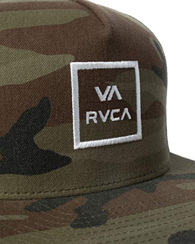RVCA Men's Adjustable Snapback Hat, Trucker/Olive CAMO, 1SZ