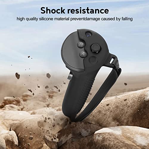 XIAOGE Controller Grips for Meta Quest Pro Accessories with Charging-without-Removing Design and Adjustable Anti-Throw Wrist Knuckle Strap, Silicone Anti-Slip Case Shell Protector for Quest Pro