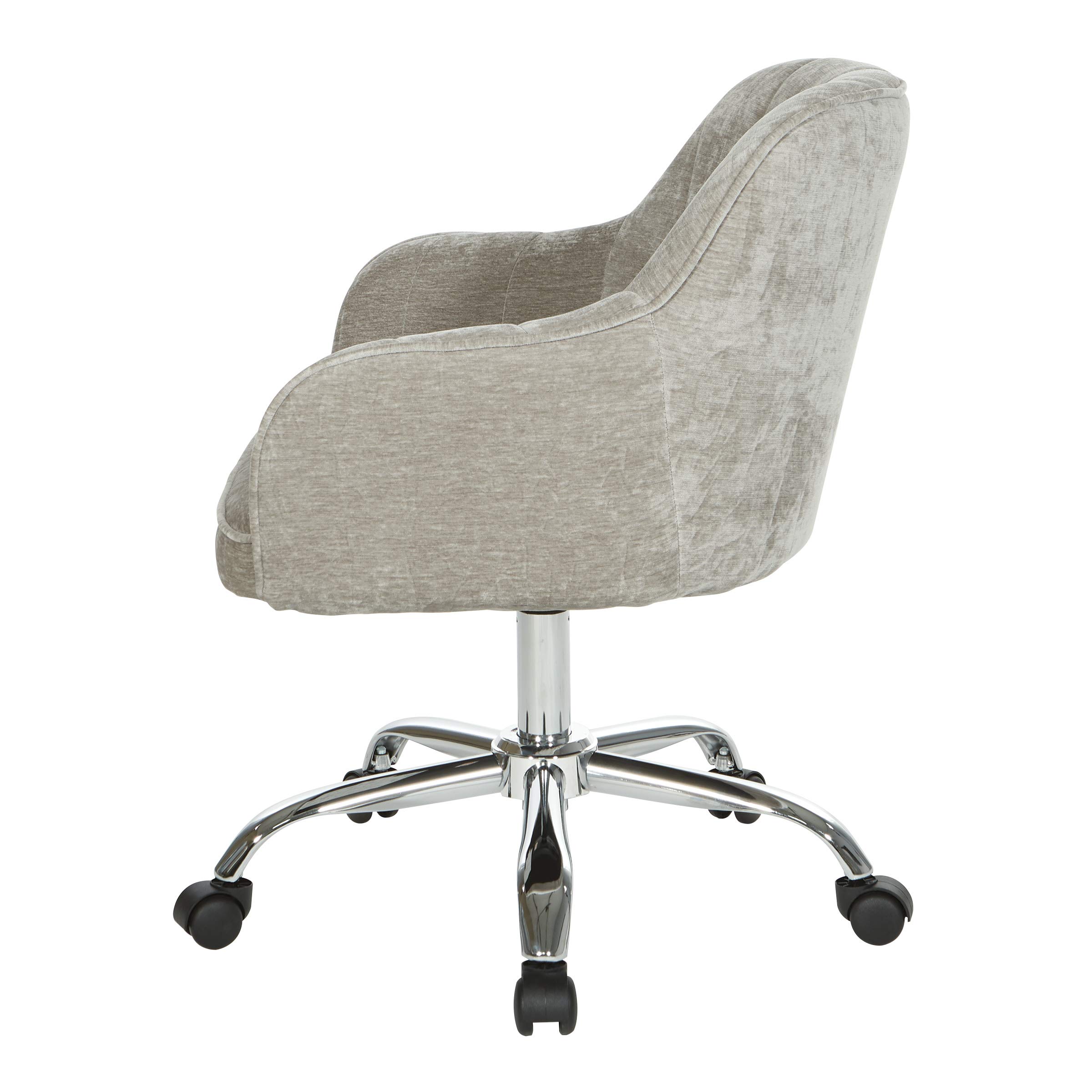 OSP Home Furnishings Versailles Office Chair in Smoke Velvet Fabric with Chrome Base