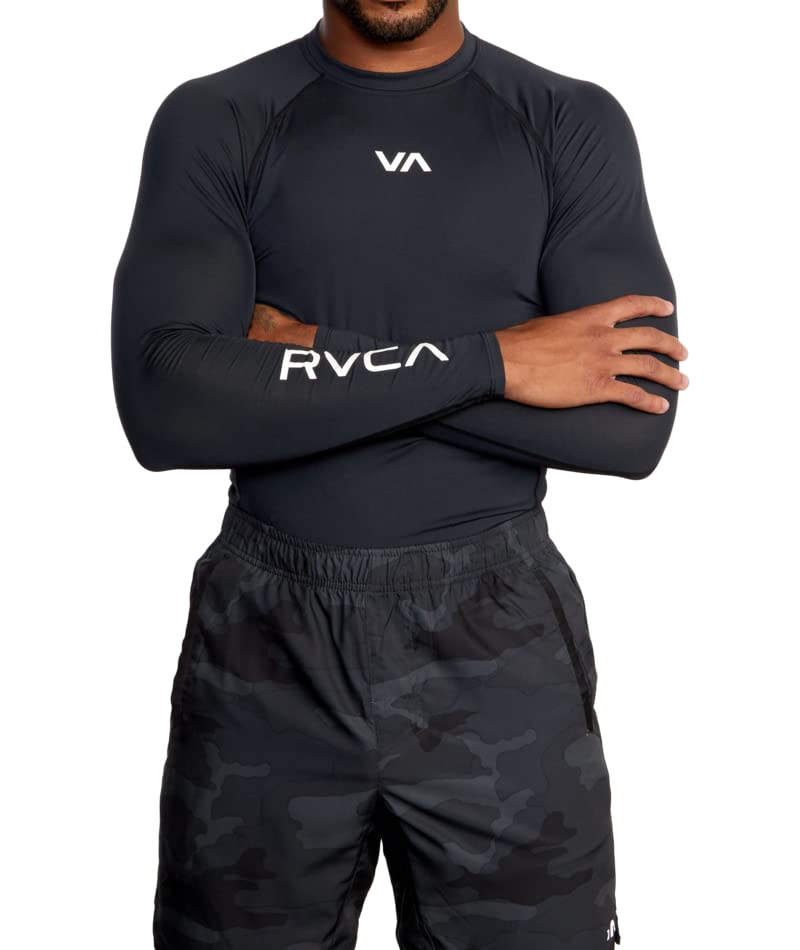 RVCA Mens Long Sleeve Surf Shirt - Sport Rashguard (Black, XX-Large)