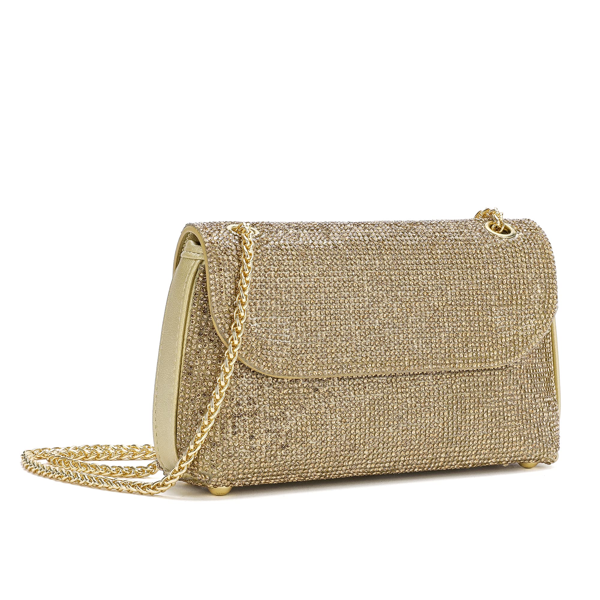 Sparkling Clutch Diamond Purse Women Evening Handbag for Dance Wedding Party Prom Bride(Gold)
