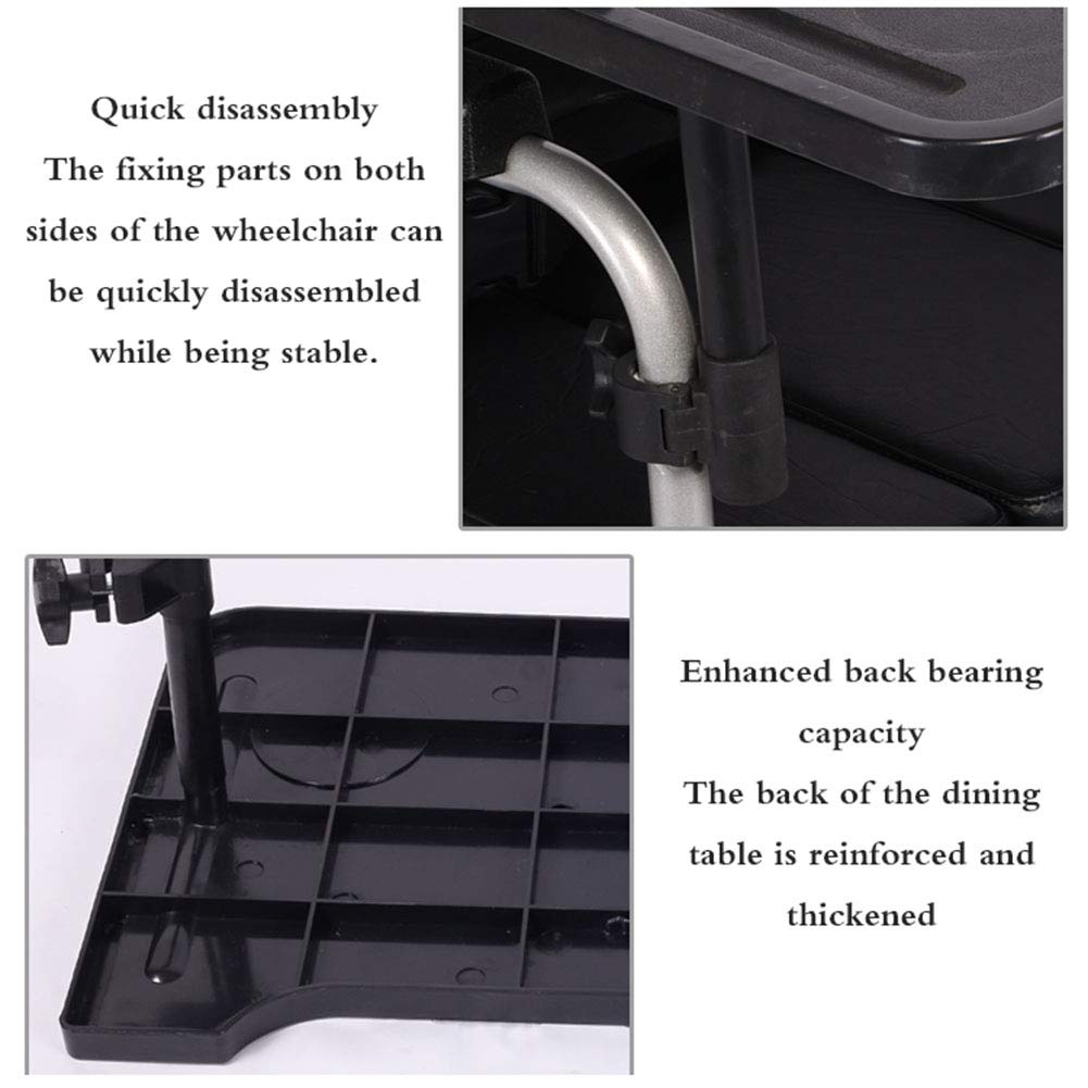Removable Wheelchair Lap Tray Table with 2 Cup Holders, Elderly Plastic Removable Wheelchair Lap Tray for Manual Powered or Electric Wheelchairs