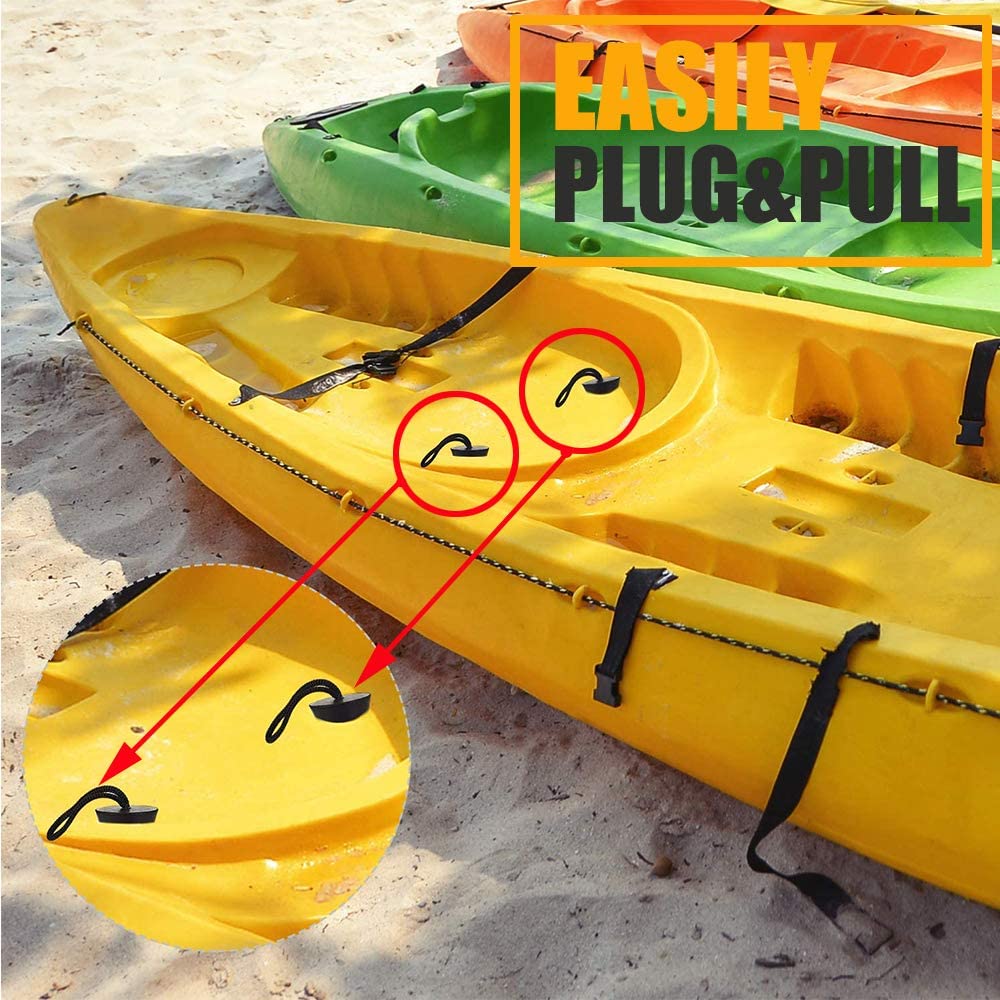 RANDDER Universal Kayak Scupper Plug Kit Silicone Scupper Plugs Canoe Drain Holes Stopper Bung with Lanyard, Fits 3/4'' to 1.5'' Holes - 4/PK