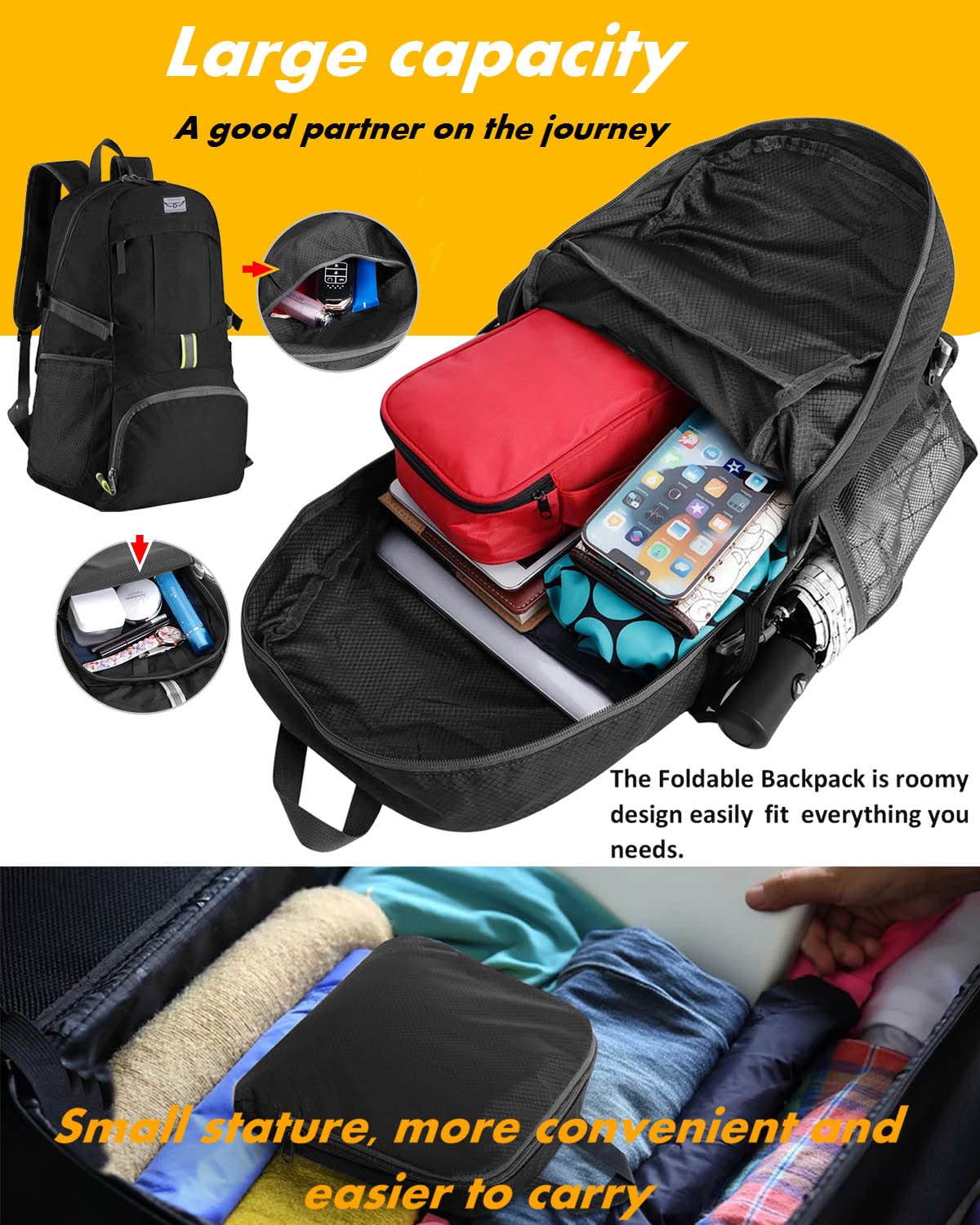 SMITH SURSEE 35L Lightweight Packable Backpack Waterproof Travel Camping Hiking Outdoor Sports Backpack Daypack