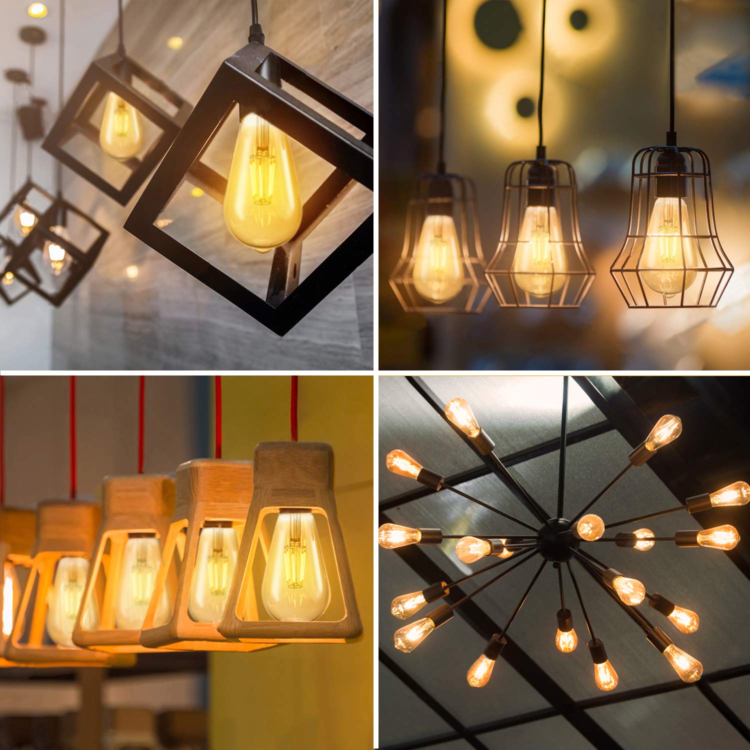 OxyLED 8 Pack LED Edison Bulbs 60W Equivalent, 6W Vintage Style LED Filament Light Bulbs, E26 Medium Base, Non-Dimmable, Warm White 2700K, Antique ST64 Amber Glass Bulb for Bathroom Kitchen Christmas