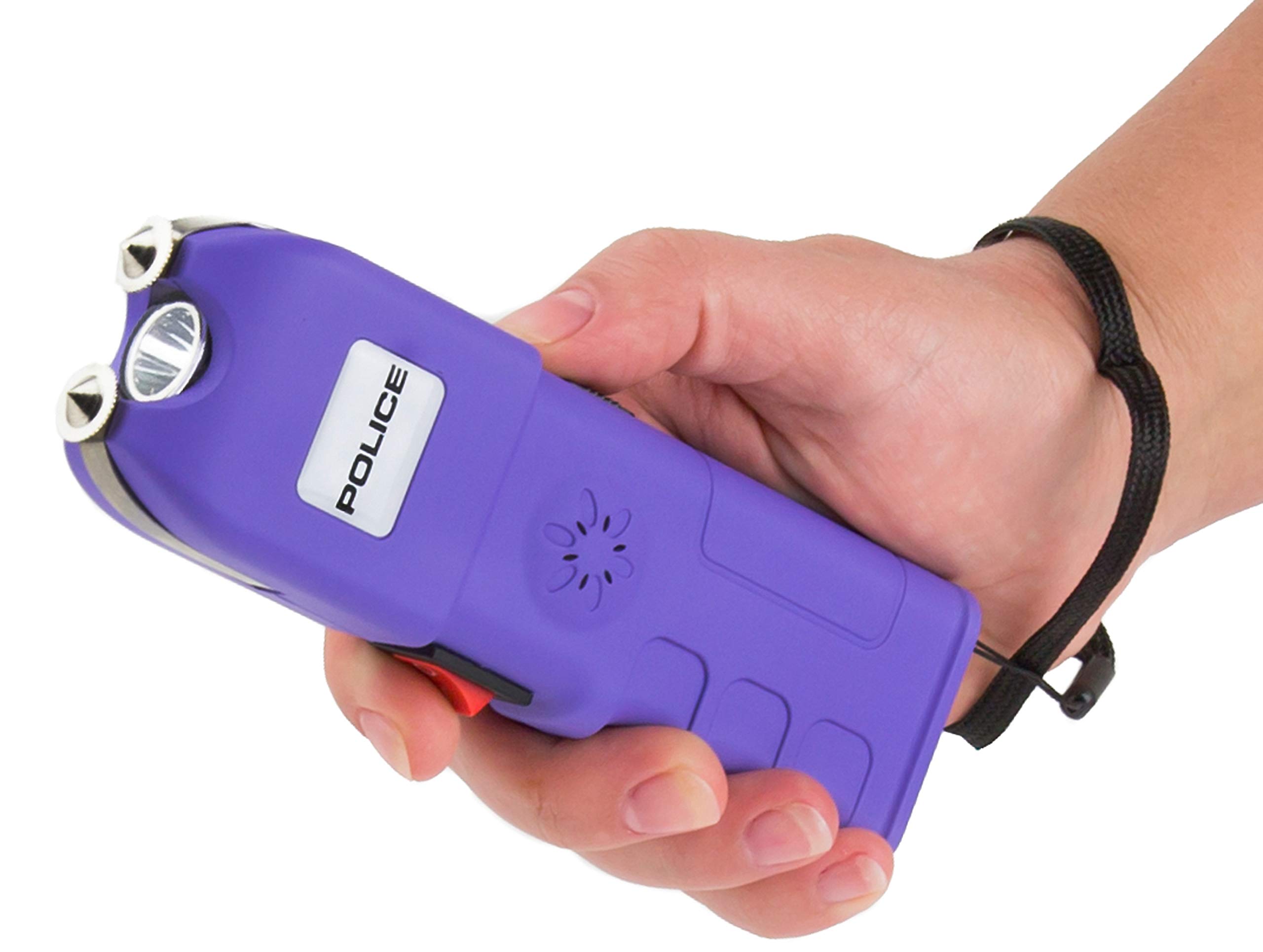 POLICE 928 Stun Gun with LED Flashlight and Siren Alarm, Purple