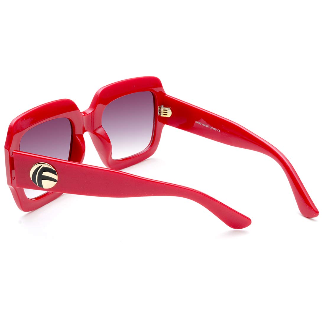 MEETSUN Oversized Square Sunglasses for Women Multi Tinted Frame Fashion Shades, 1c5 Red and Green, Large