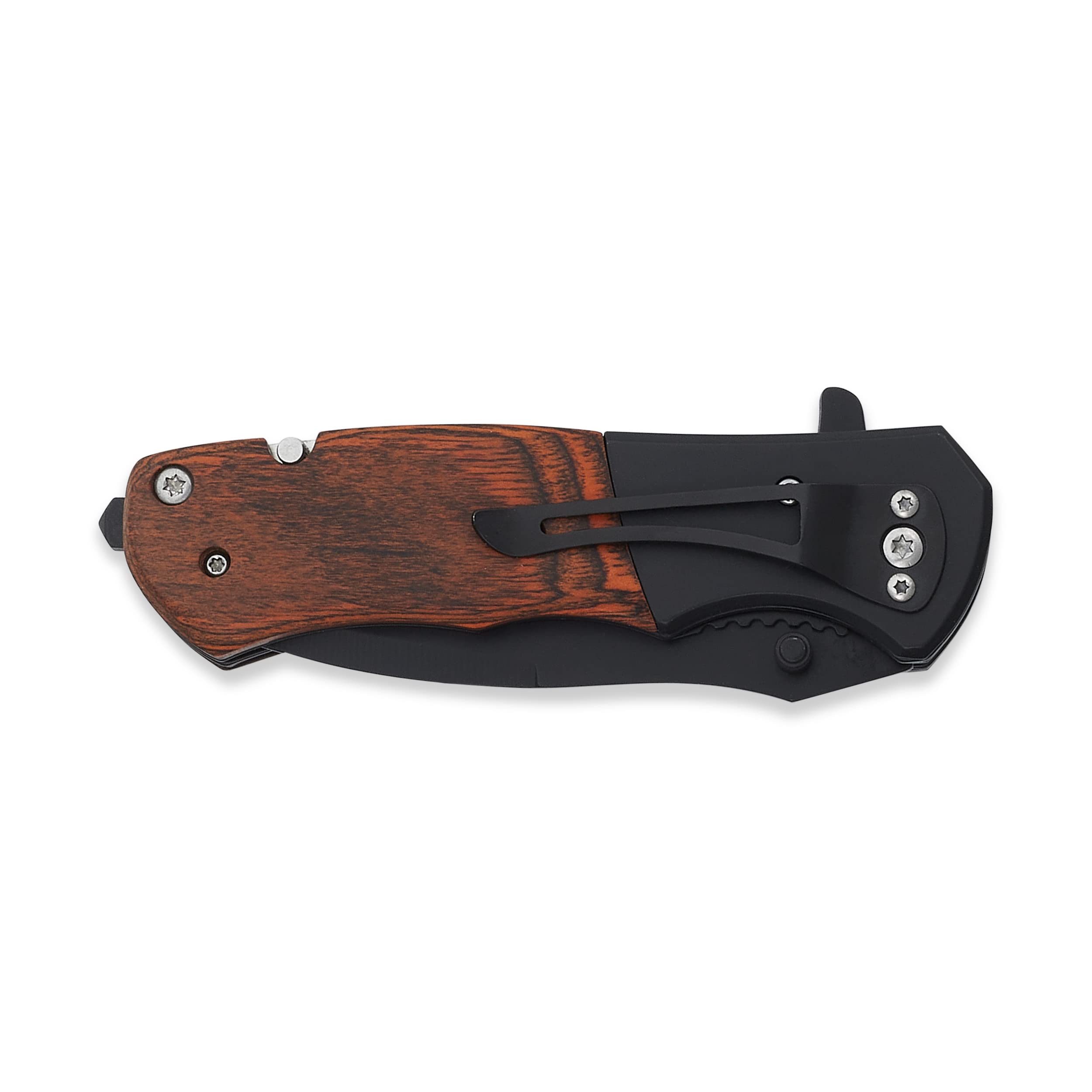 makerflo Beast Wooden Pocket Knife with a Tactical Spring-Assisted Steel Blade, Assisted Rosewood Handle, and Razor Sharp Serrated Blade with a Belt Clip on the Backside - Pack of 1