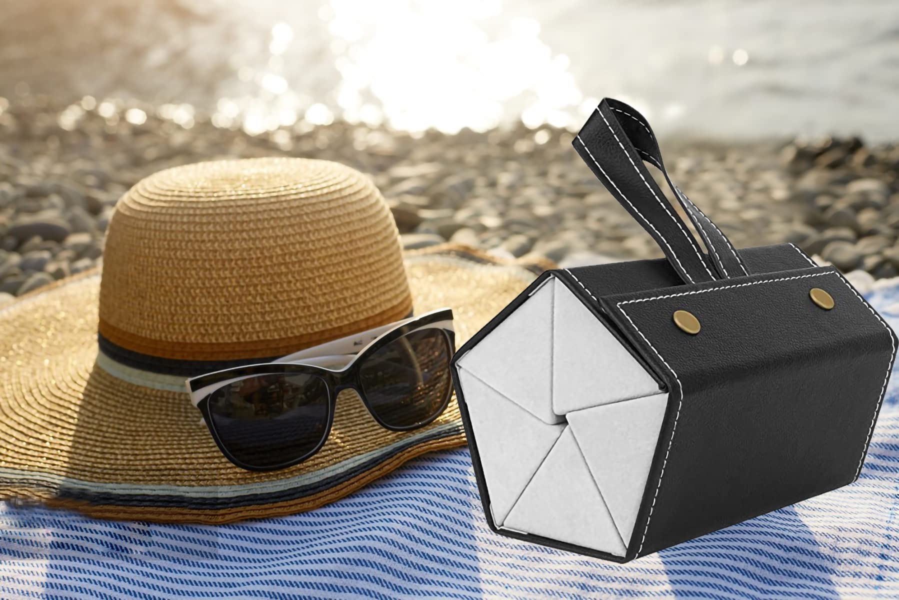 Xilkoze Sunglasses Organizer Travel Glasses Organizer - Multiple Sunglasses Cases Hanging Foldable Eyeglass Holder Storage Box for Men Women