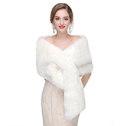 Women's Faux Fur Shawl Wraps and Bolero Shrug Faux Mink Stole for Wedding