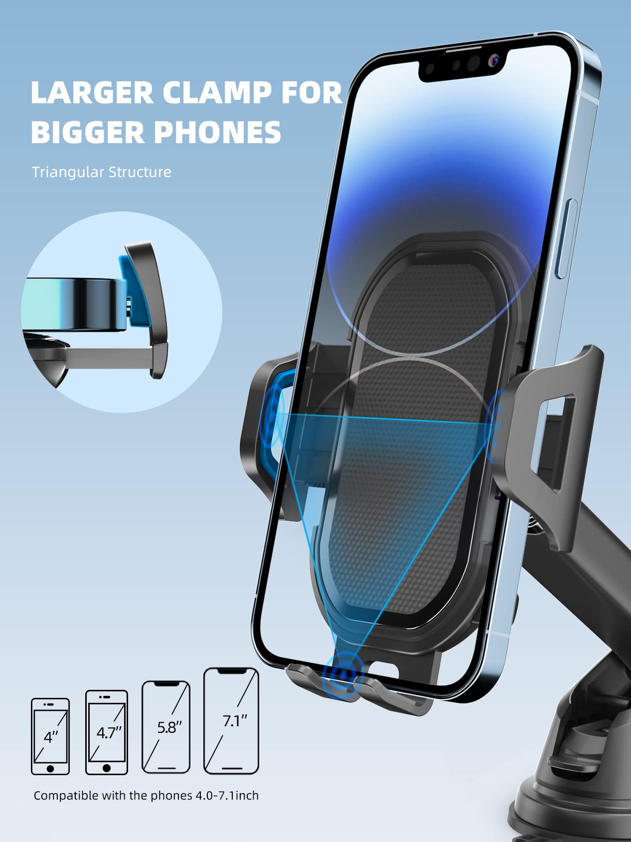 Phone Holder Mount for Car [ Off-Road Level & Stable Hook ] Windshield Dashboard Air Vent Universal Hands-Free Automobile Mounts Cell Phone Holder Fit for iPhone Smartphones