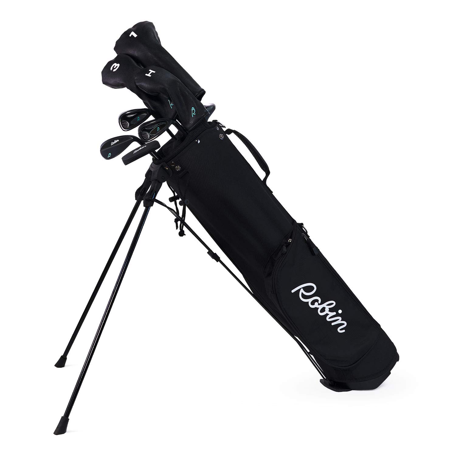 Robin Golf The Essentials 7-Club Junior Set β Complete Golf Clubs for Kids, Boys & Girls Ages 9-12, 54"- 63" (Matte Black) β Sets Include Bag & Head Covers | For Beginners & Intermediate Youth Golfers
