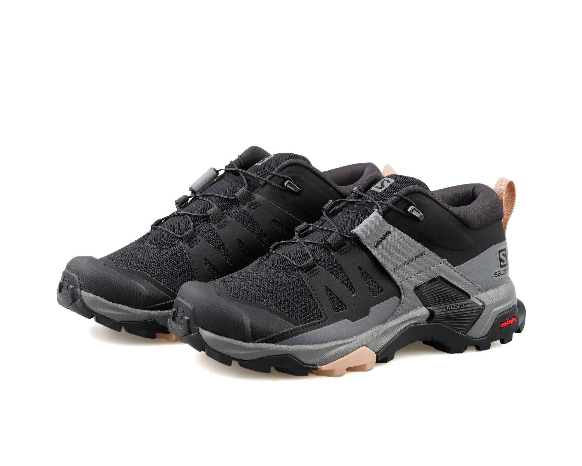 Salomon X ULTRA 4 Hiking Shoes for Women, Black/Quiet Shade/Sirocco, 8.5