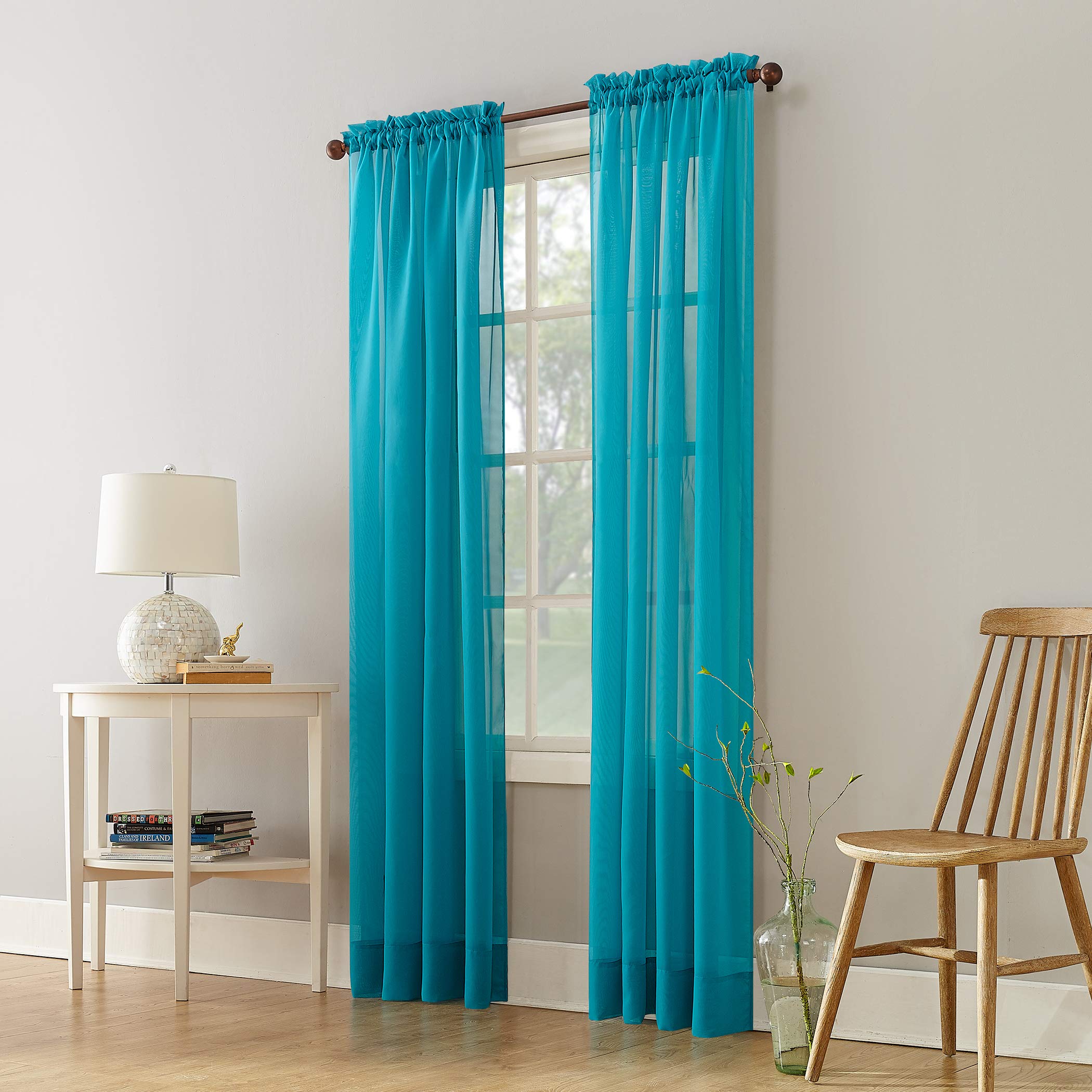 Mainstay Marjorie Sheer Voile Curtain Panel, 59"x63" Turquoise