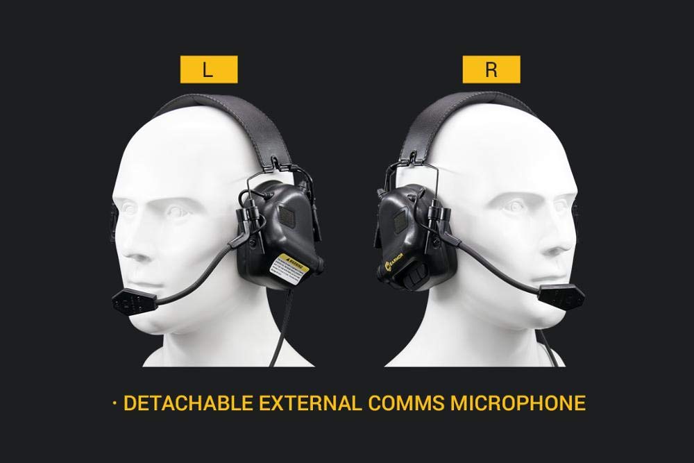 OPSMEN Earmor Airsoft Tactical M32 Headset Noise Canceling Headphones Aviation Communication Softair Earphones Shooting (BK)