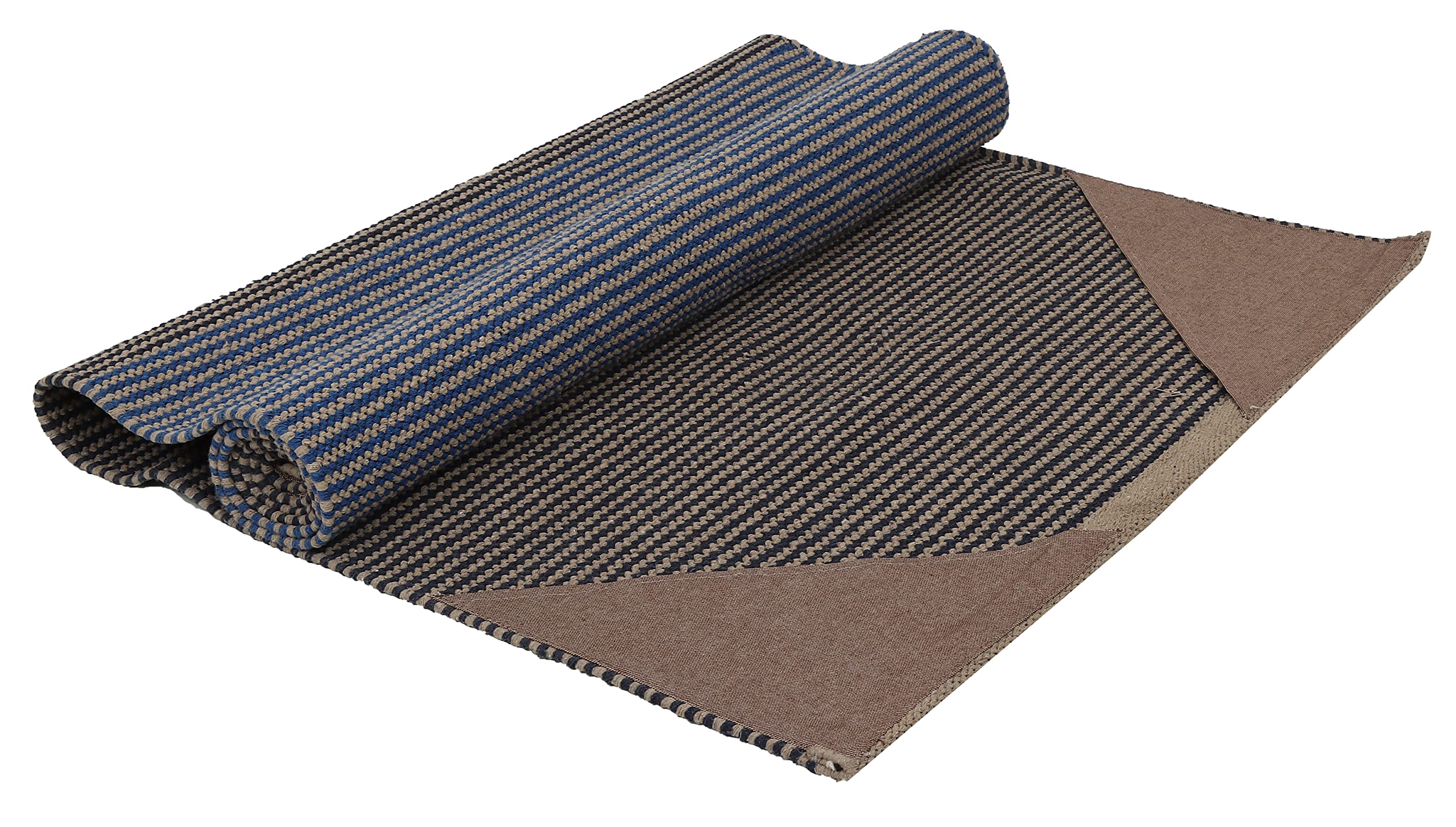 WMX Yoga Rug Mat Convert Plastic Yoga Mat to Eco Friendly 100% Cotton Gripping with Corner Pocket (Grey/Blue Sky)