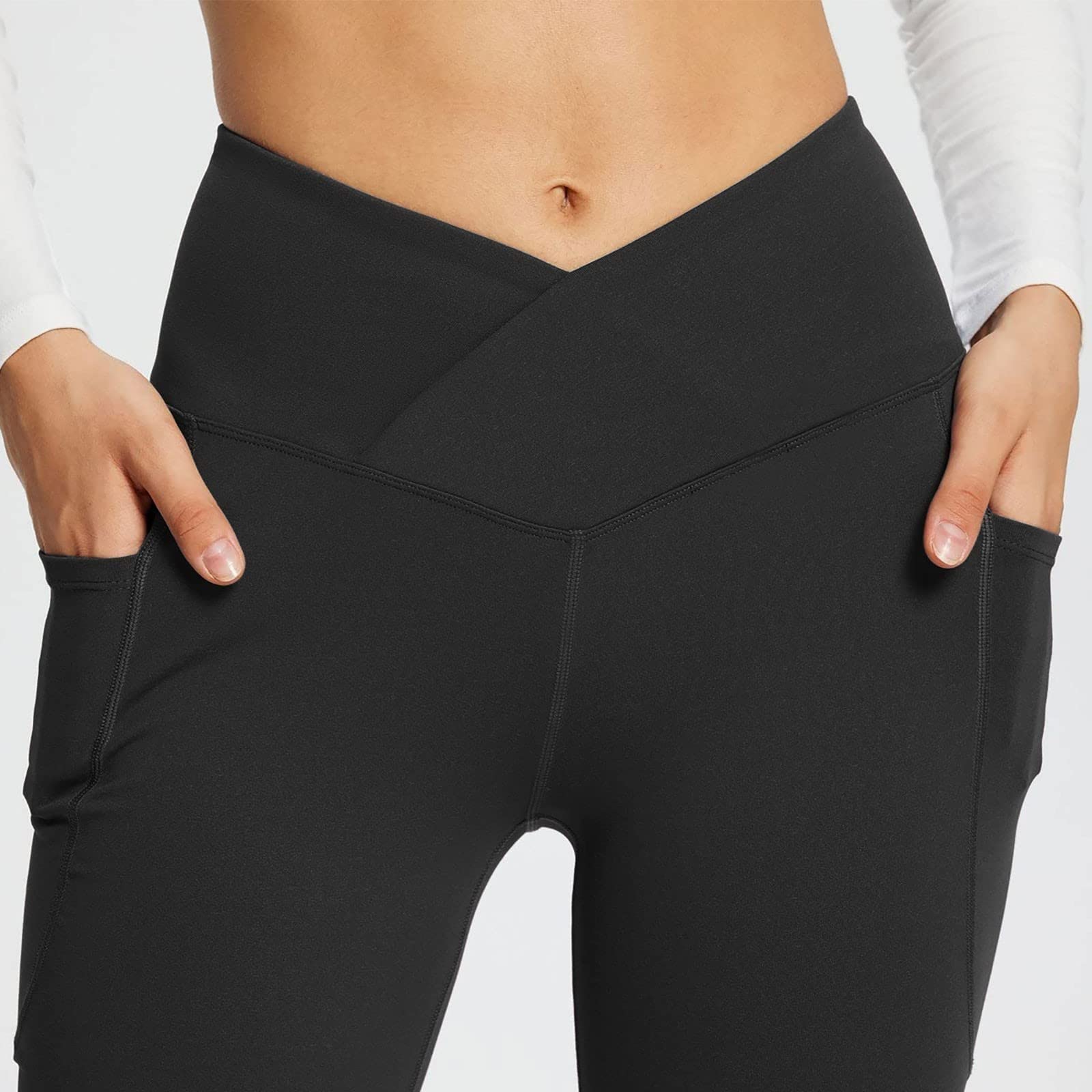 Womens Casual Bootcut Yoga Pants, Bell Bottom Jazz Palazzo Non See Through Stretch Sports Sweatpants Black Small