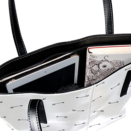 Women's Large Size Canvas Shoulder Bag Hobo Crossbody Handbag Casual Tote, Black White Painting Arrow